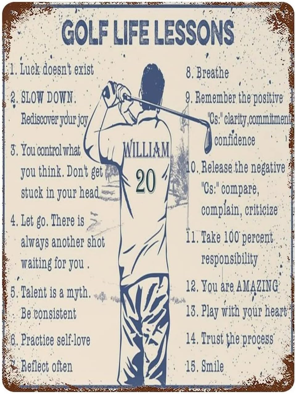 Amazon.com: Vintage Metal Sign-Personalized Golf Life Lessons Poster ...