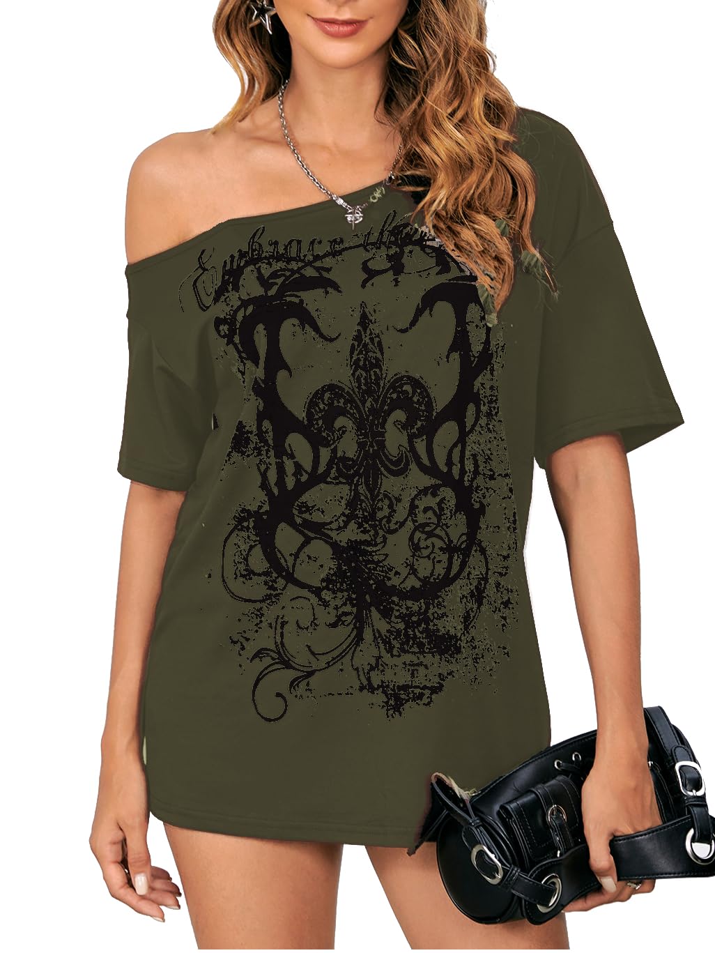 SOLY HUX Women's Off The Shoulder Tops Graphic Tees Y2k Vintage Gothic ...