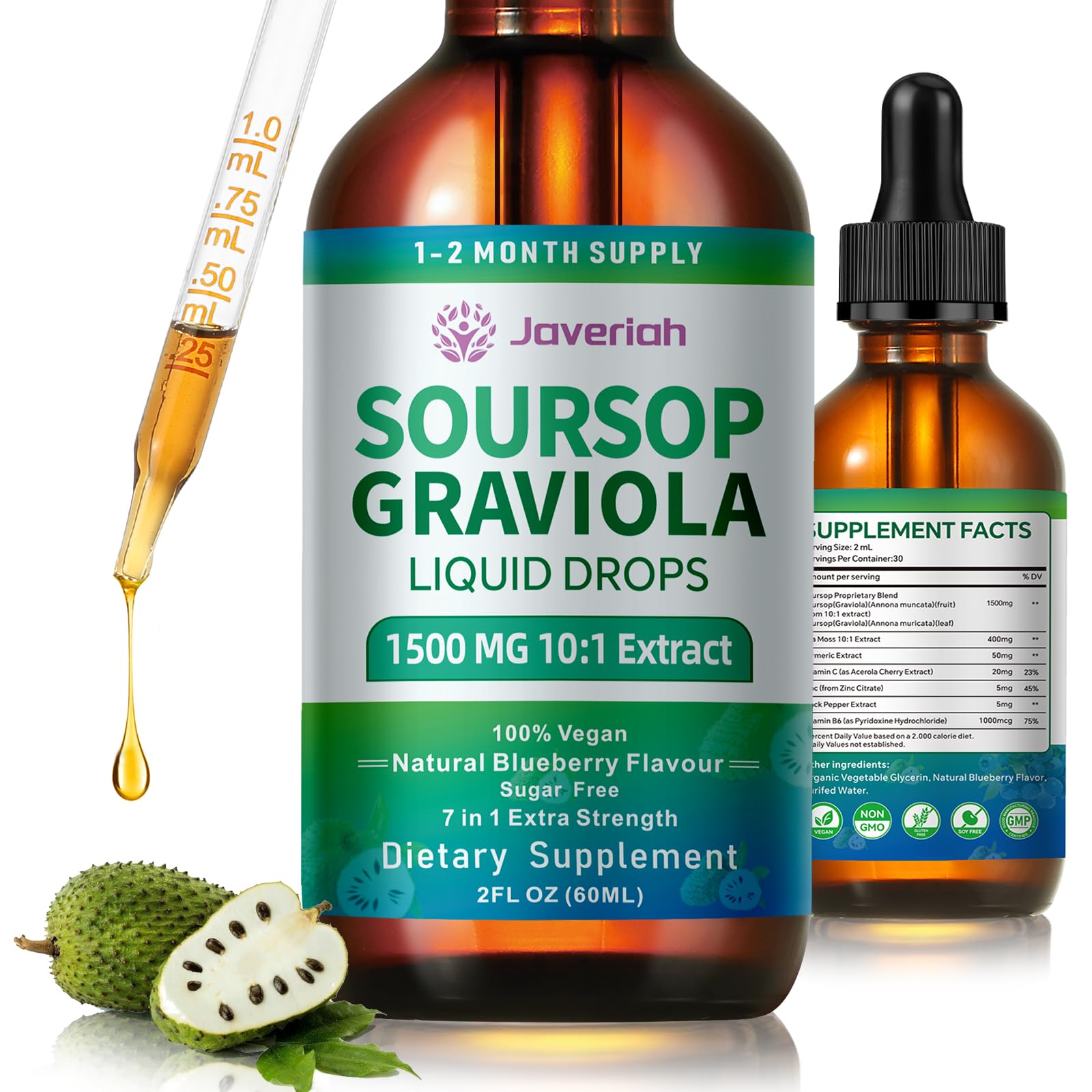 Amazon.com: Soursop Graviola Liquid Drops Supplement with Sea Moss ...