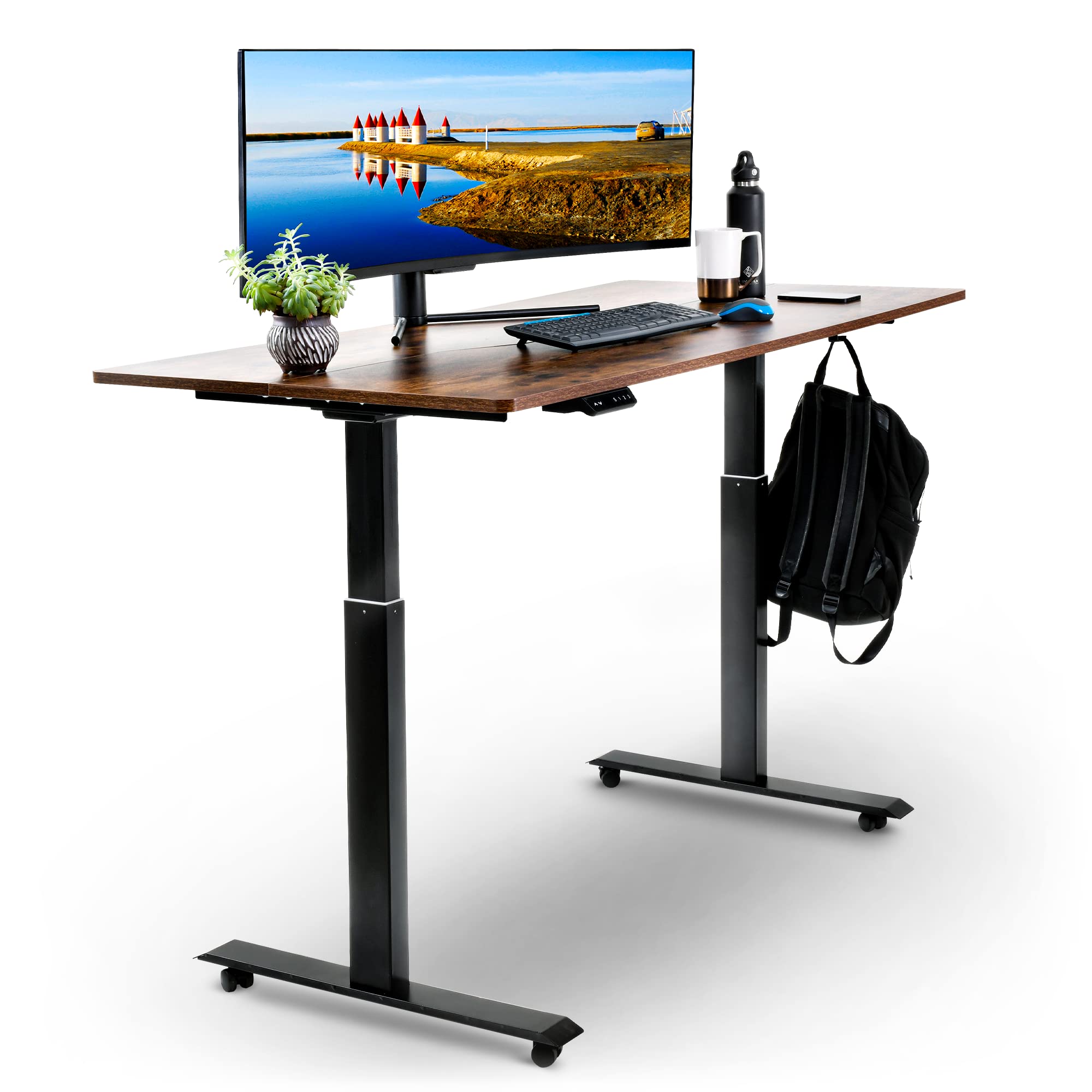 SuperHandy Standing Desk (63'' x 30'') w/Wireless Charging, USB-C & AC ...