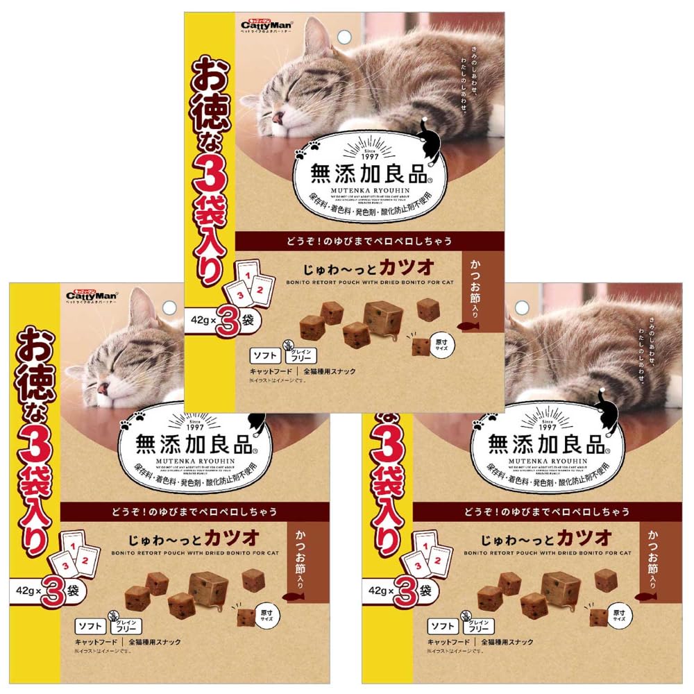 Amazon.co.jp: キャティーマン 無添加良品 じゅわ~っとカツオ かつお節入り 126g(42g×3袋入り)×3セット : ホーム＆キッチン