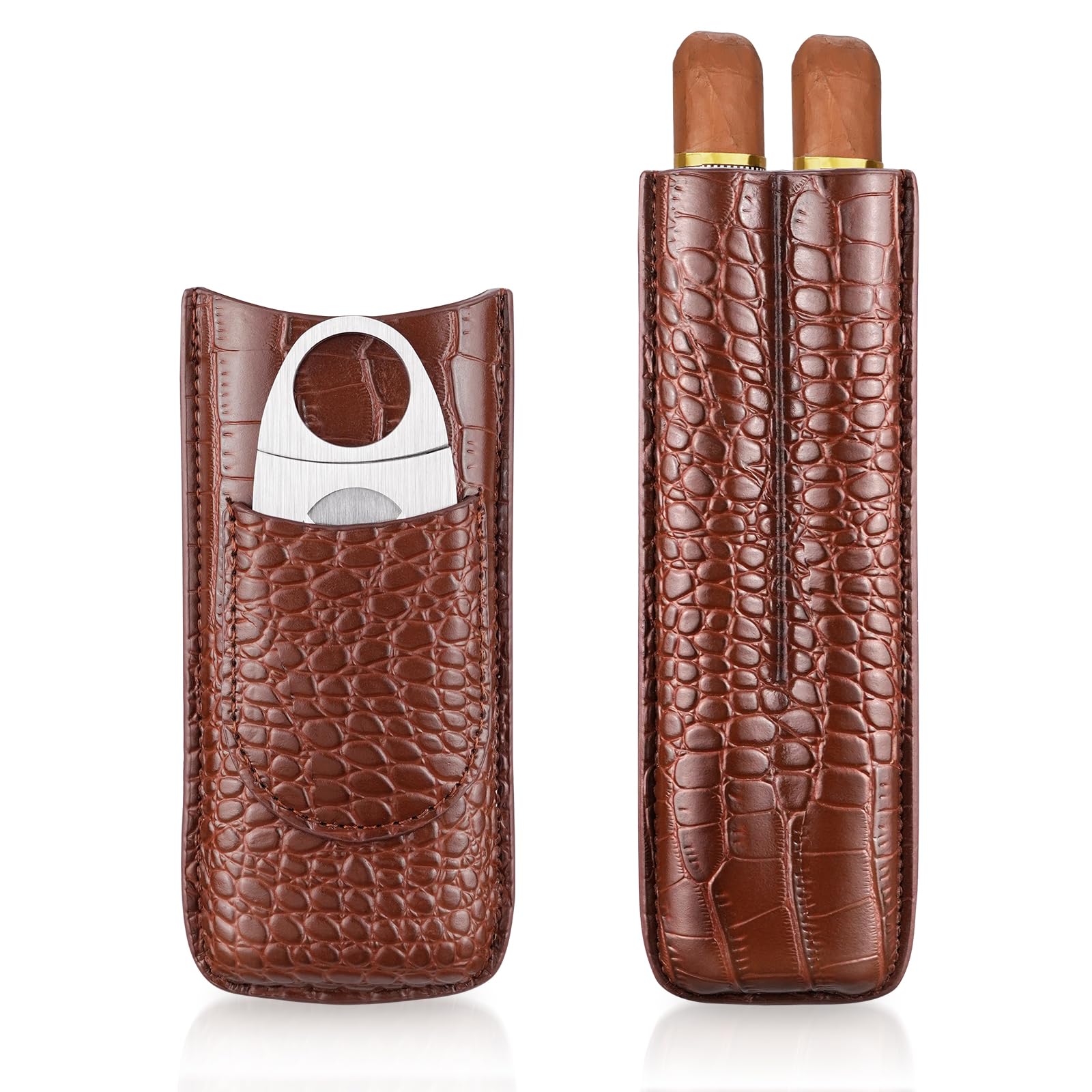 Amazon.com: cgaplus 2-Finger Cigar Case with Cutter Crocodile Pattern ...