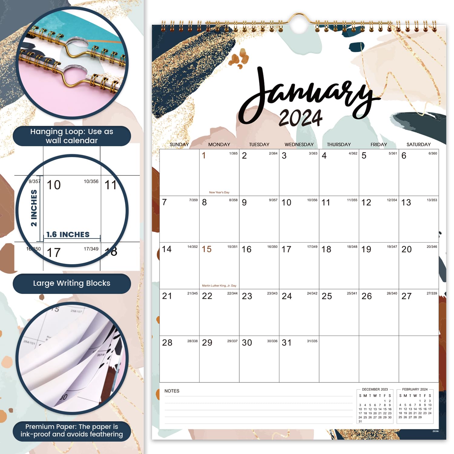 Snapklik.com : 2024 Wall Calendar - 12 Months Hanging Calendar From Jan ...