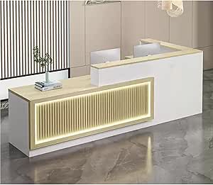Amazon.com: L-Shaped Reception Desk with Counter, Modern Reception Room ...