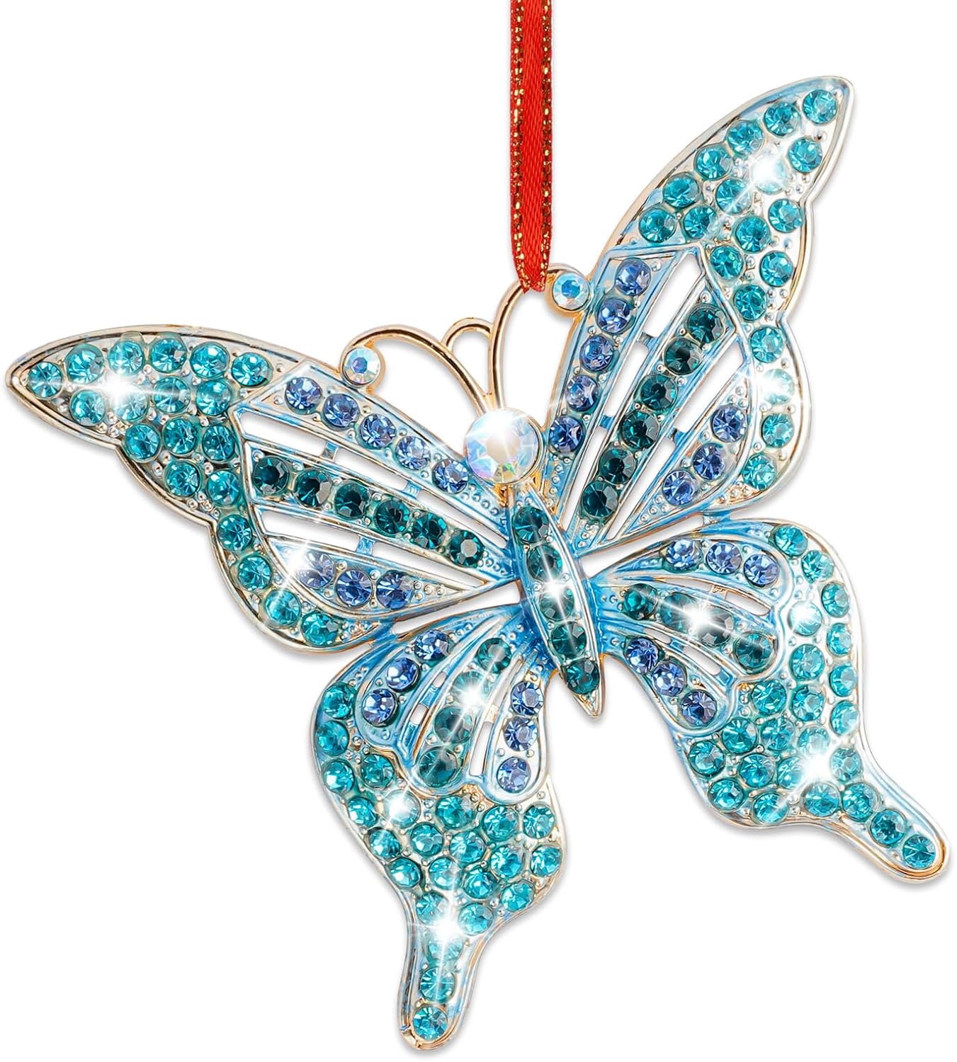 Amazon.com: JUESMOS Blue Butterfly Christmas Ornament 2025 Metal ...