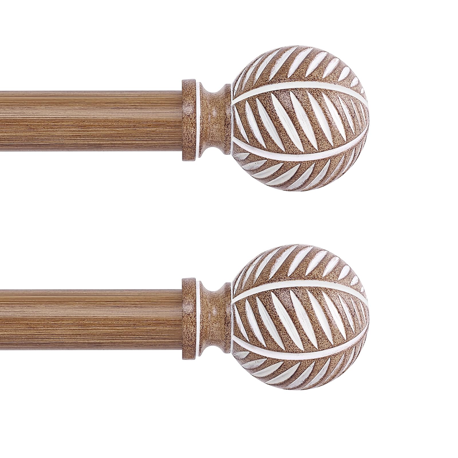 Amazon.com: HTZON 2 Pack Wood Curtain Rods 48 to 84 Inch,1 Inch Boho ...