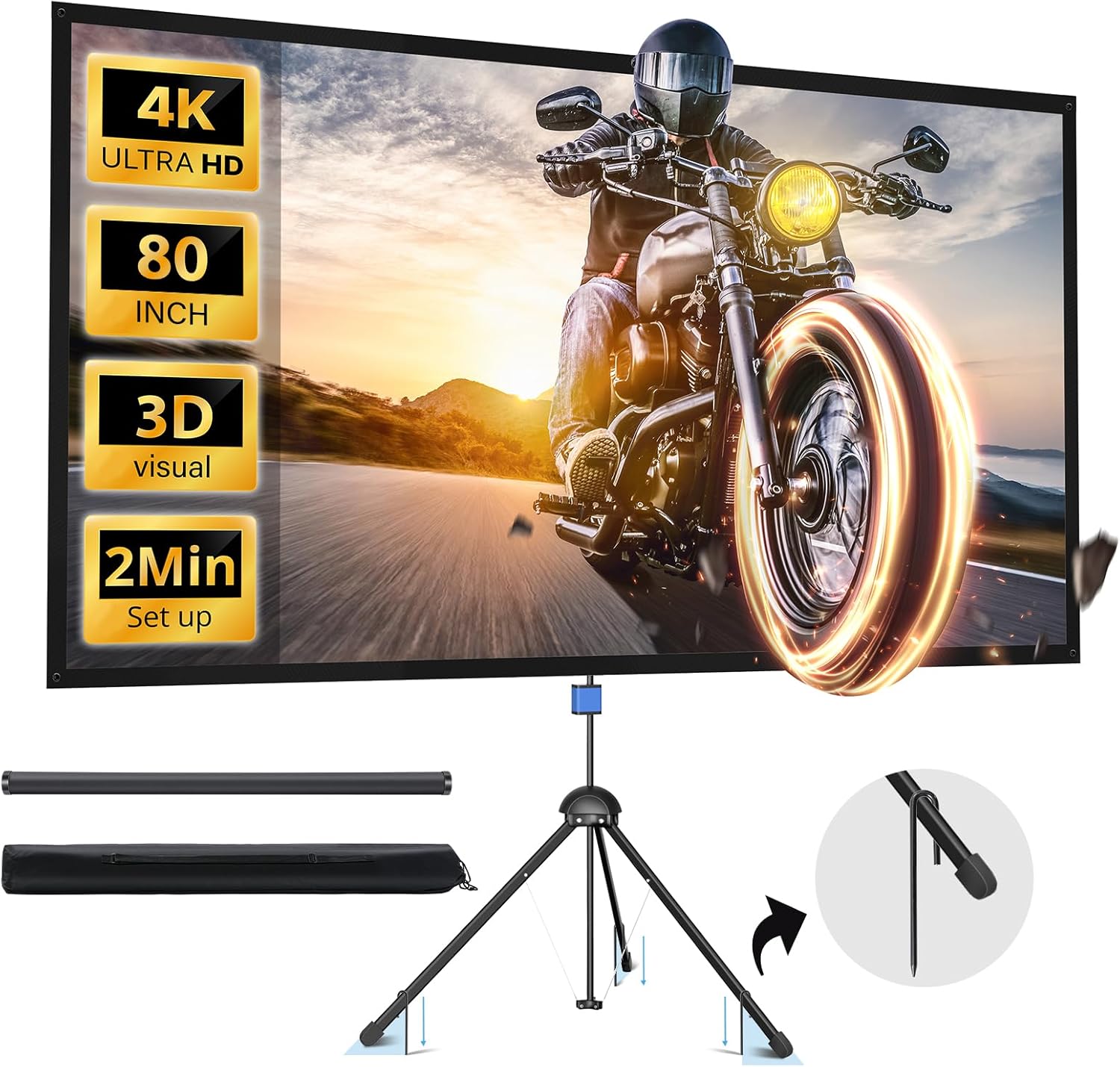 Amazon.com: Projector Screen with Stand, PARIS RHÔNE 80 inch Indoor ...