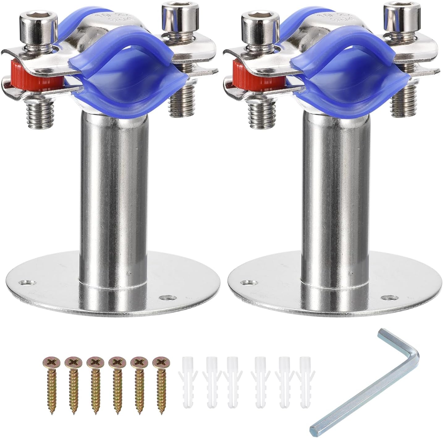 uxcell 2Pcs Stainless Steel Pipe Supports Wall Mount Ceiling Mount Pipe ...