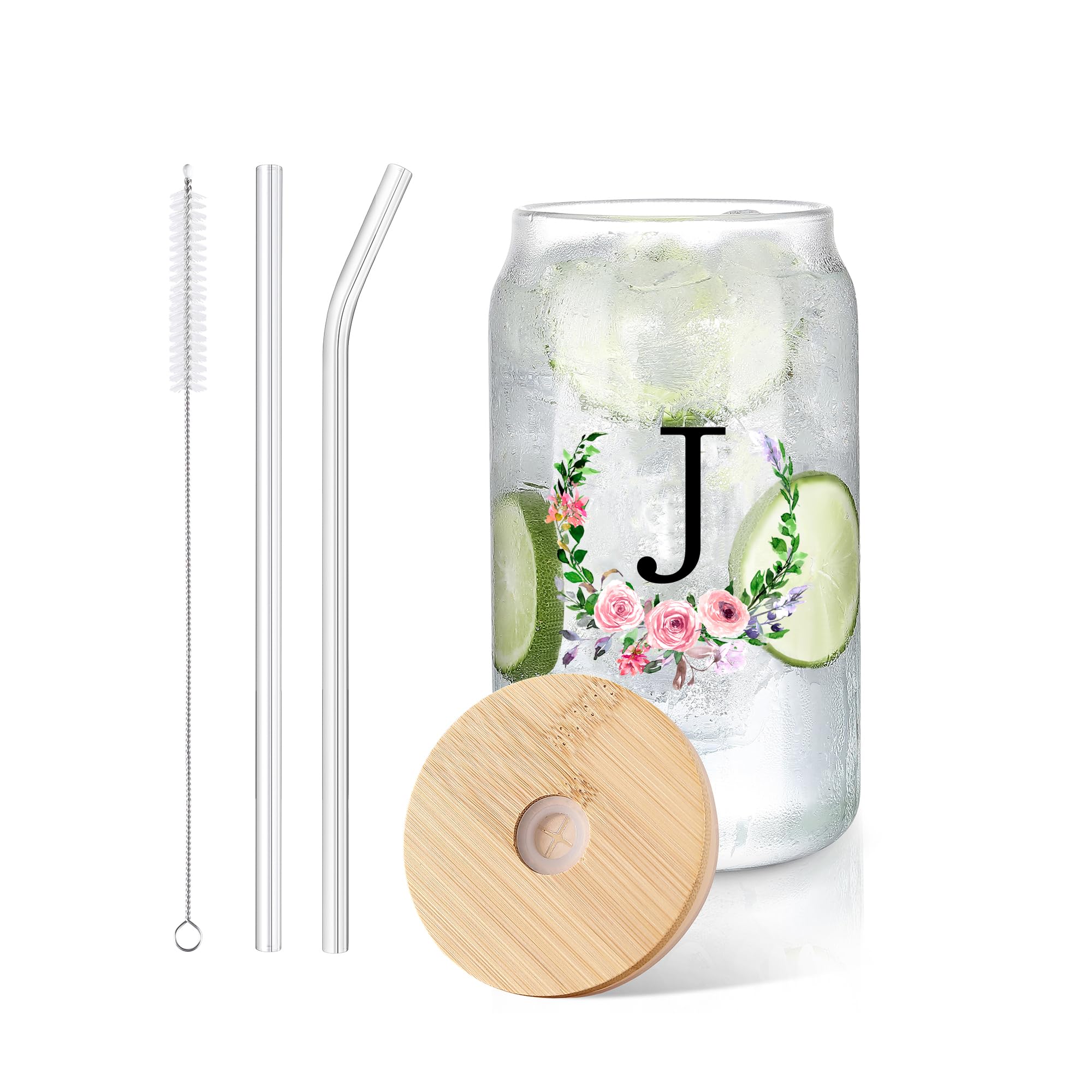 Amazon.com: JNSMFC Initial Glass Cup, Monogrammed Gifts for Women,16 oz ...