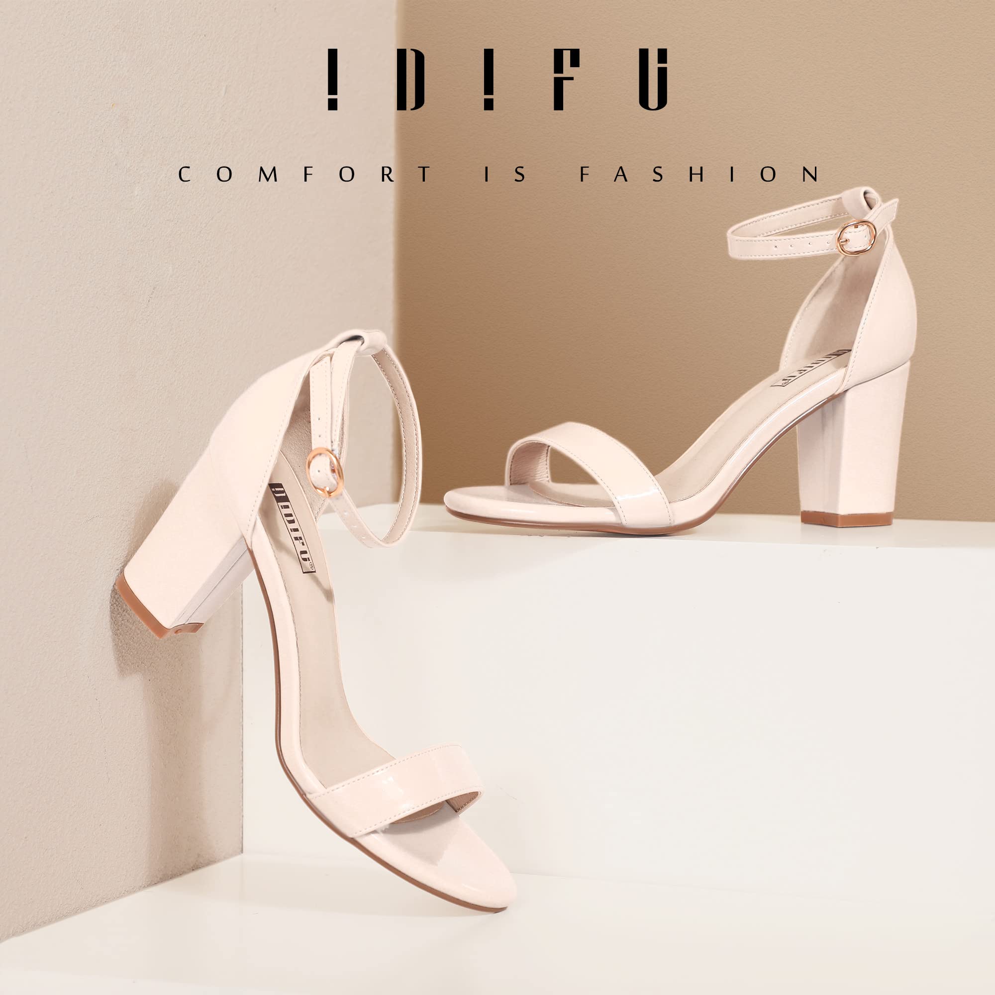 Snapklik.com : IDIFU Cookie-MI Block Heels 3 Inch Sandals Chunky Open ...