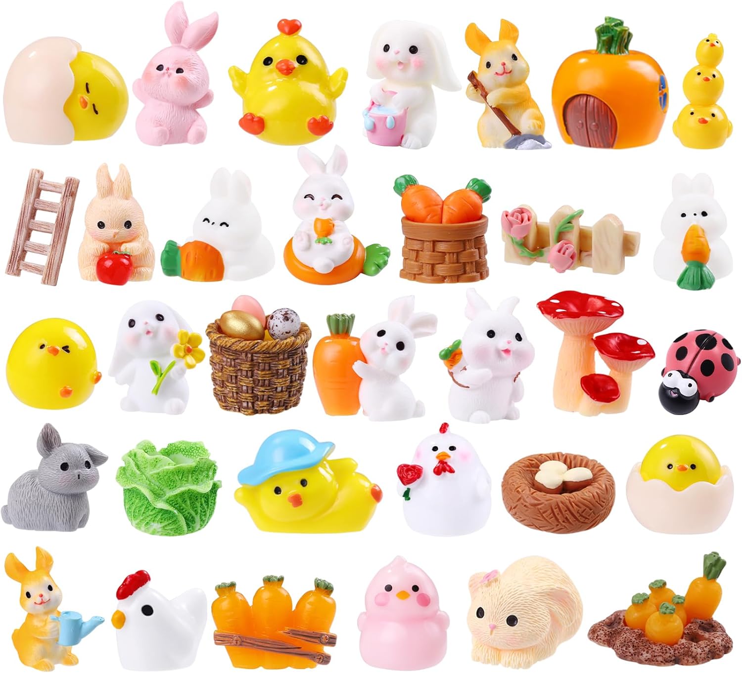 XOYTN 42PCS Mini Easter Resin Bunny Kit，Cute Tiny Easter Resin Rabbits ...