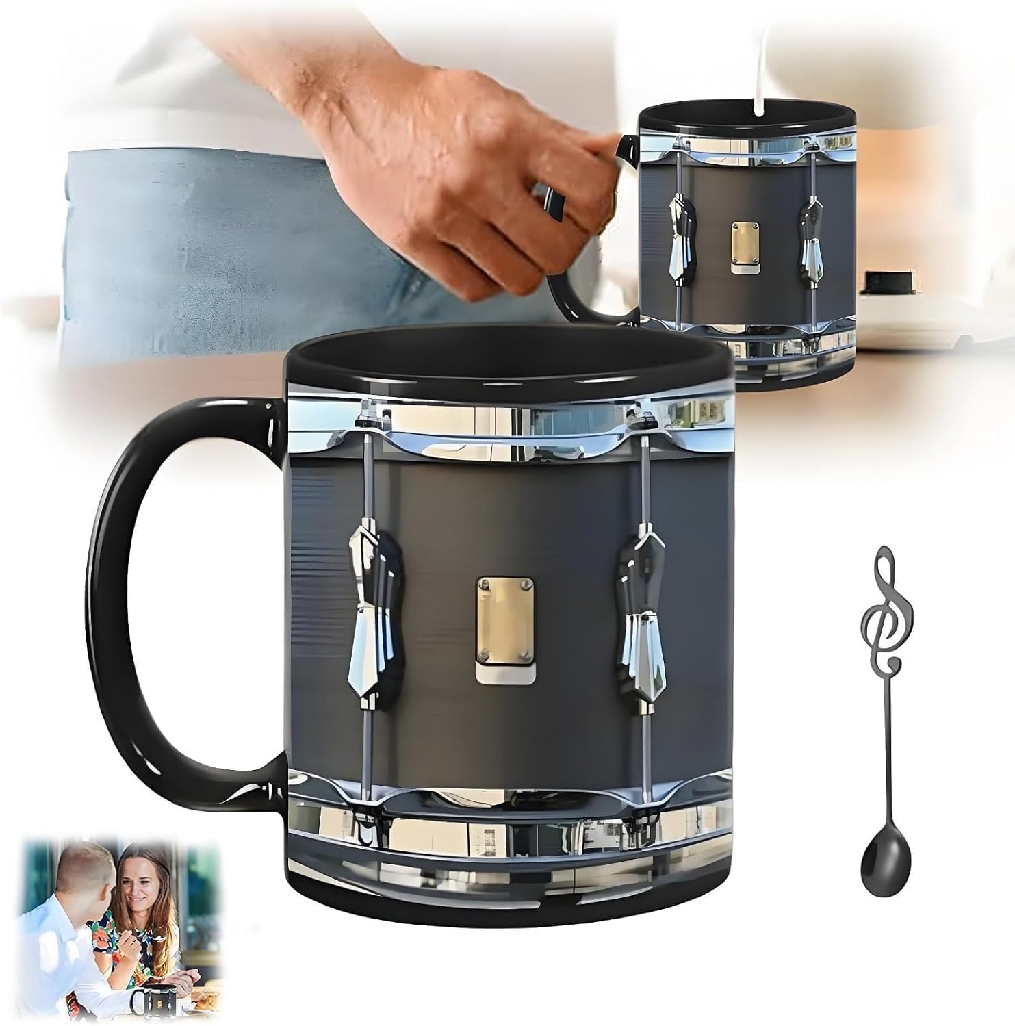 Amazon.com | 2025 Most Popular Funny Black Vintage Drum Mug, Ceramic ...