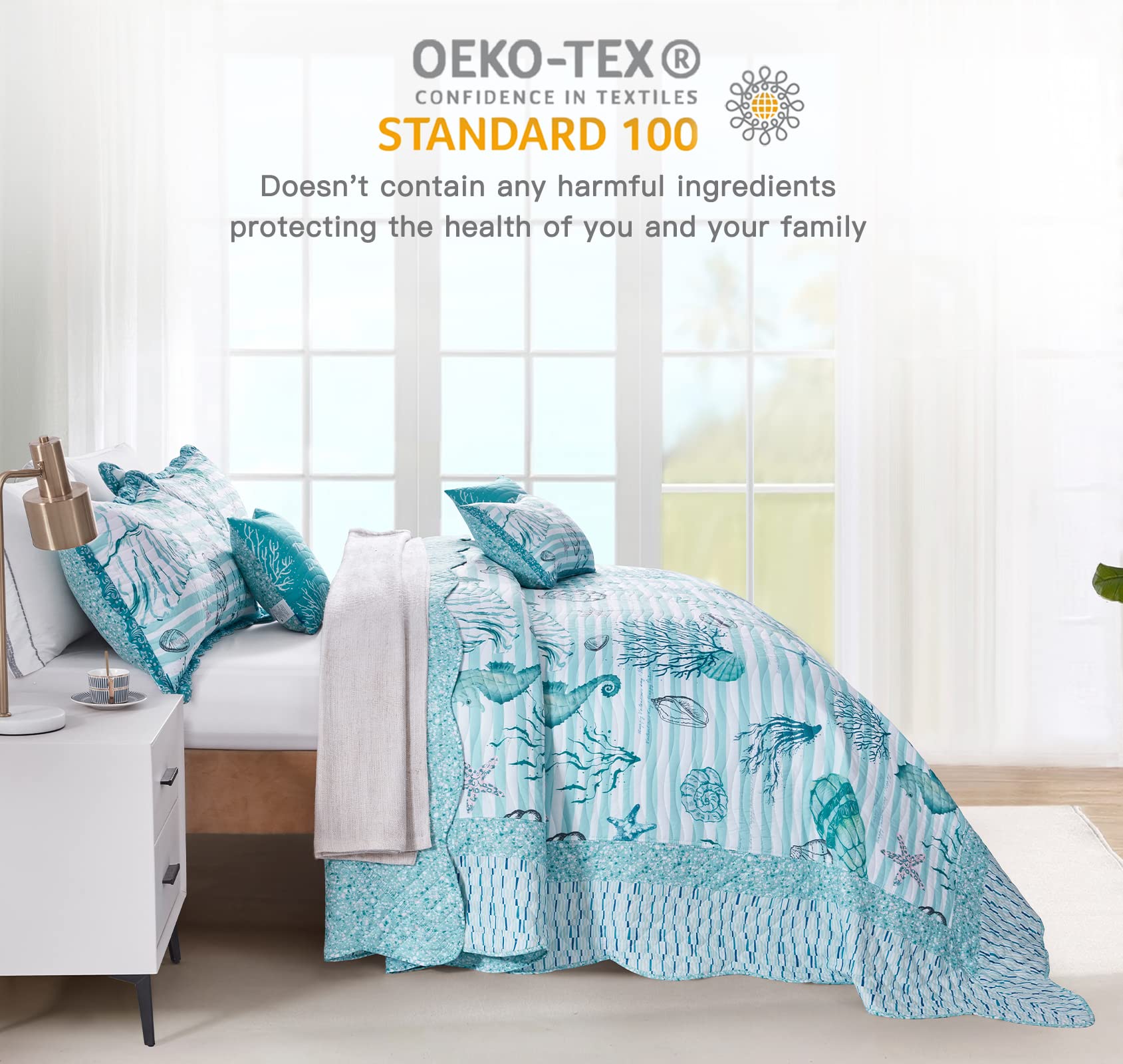 Snapklik.com : HZ & HY Coastal Oversized King Bedspread 138x122 Extra Wide