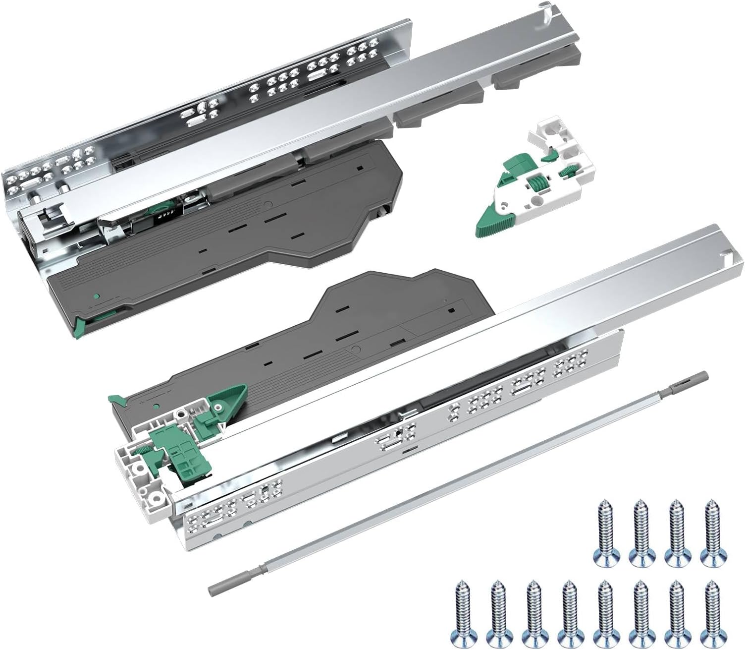 PHWALK Push to Open + Soft Close Drawer Slide 12 inch Push to Open Soft ...