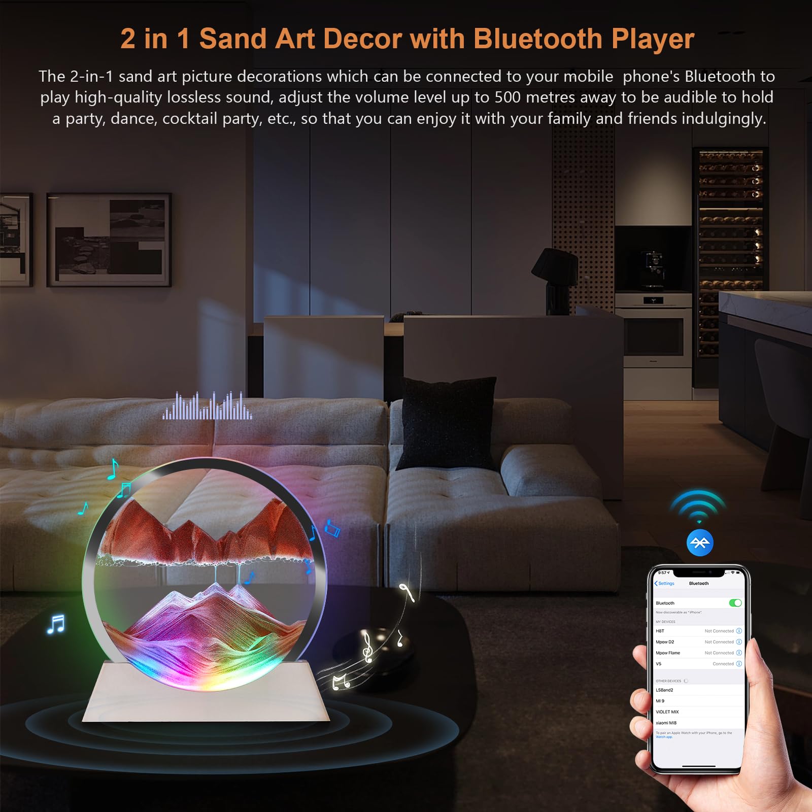 KOKBNR Moving Sand Art Picture Bluetooth Speaker Wireless Rechargeable ...