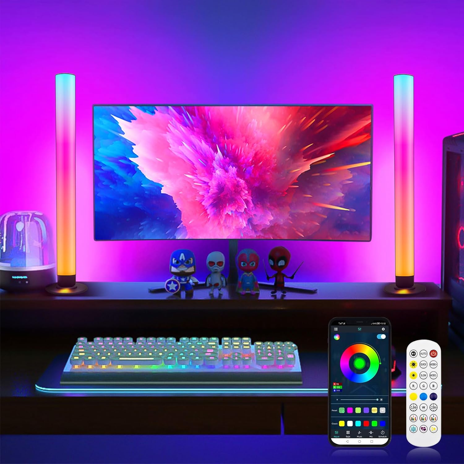 Amazon.com: ELOUYCKE RGB Light Bar, Music Synced RGB LED Light Bar, 8 ...