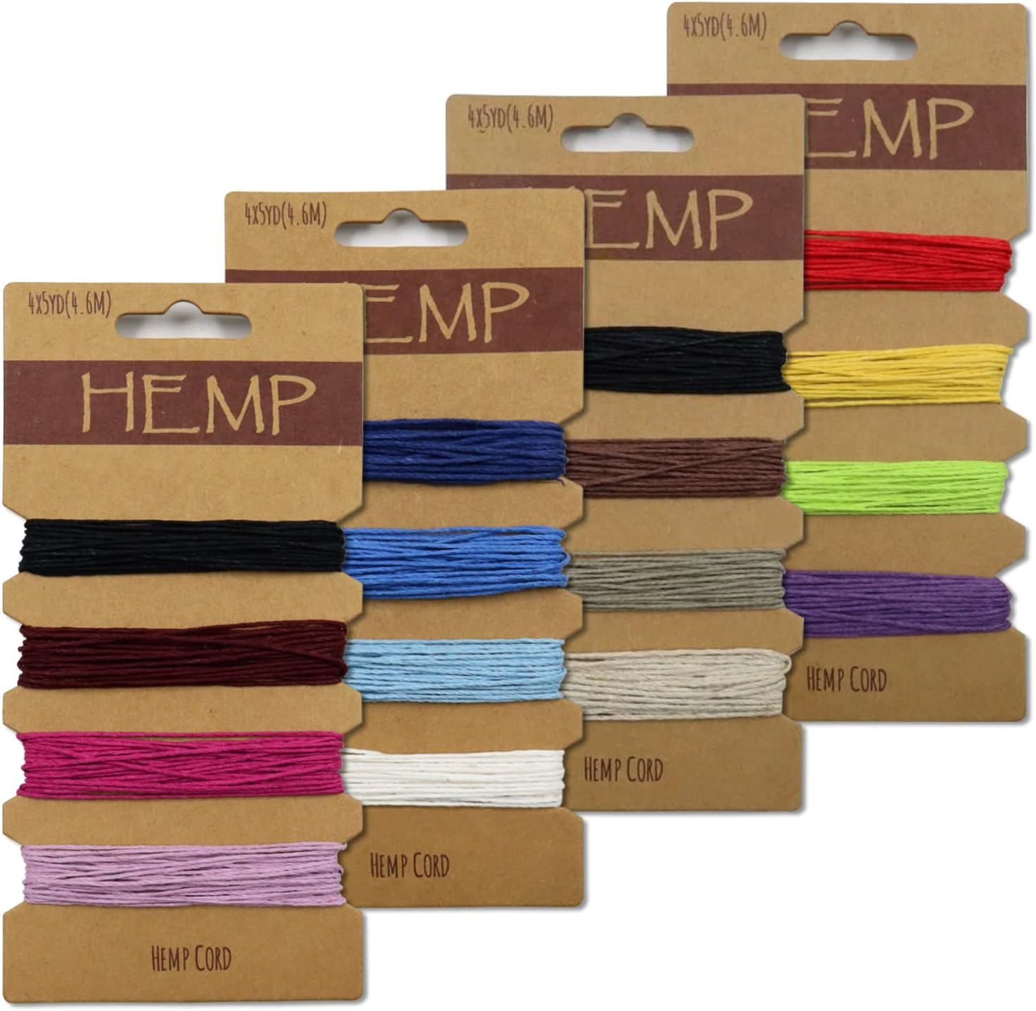 16 Colors Waxed Hemp Cord 1mm, 4 Cards Flax String Colored, 80 Yards ...