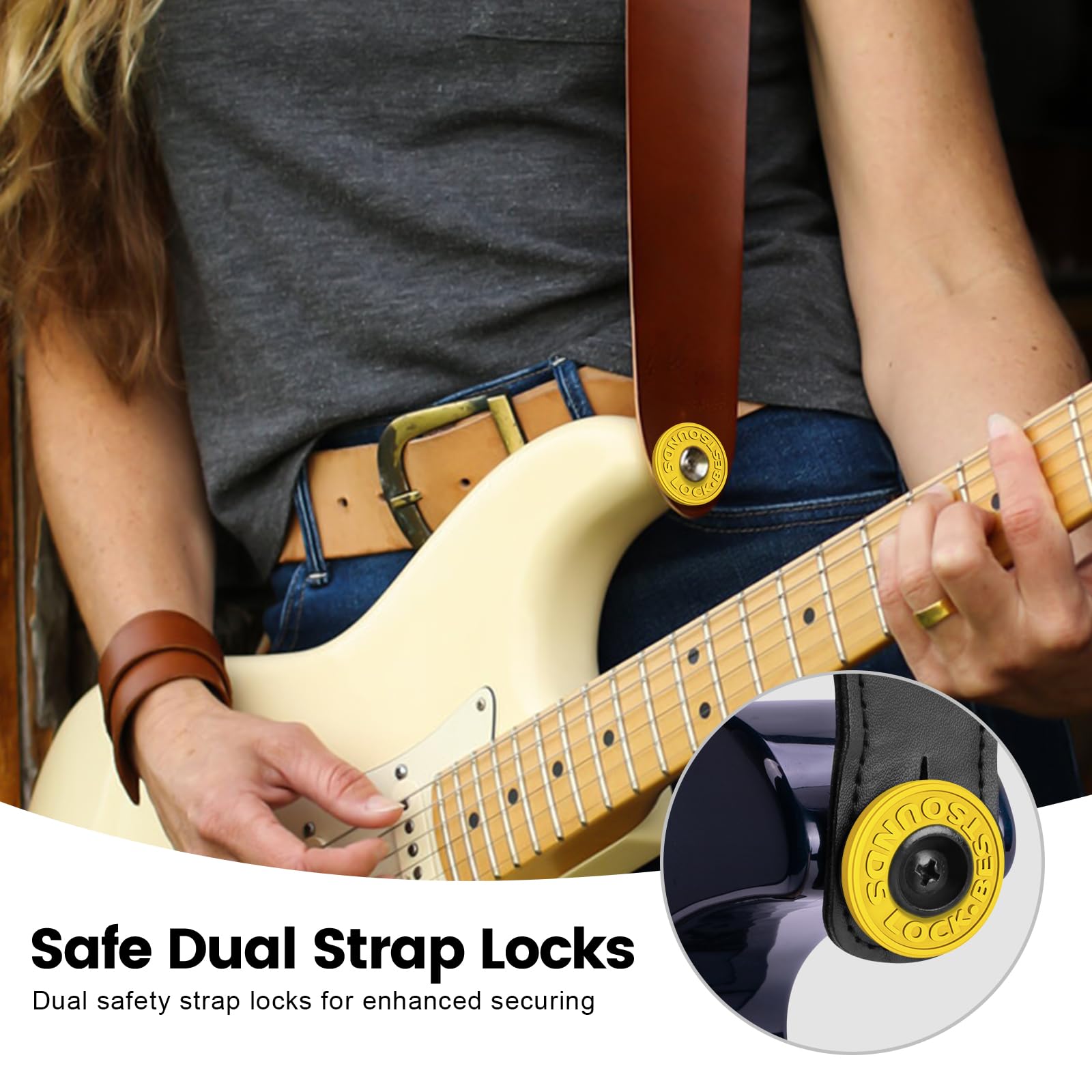 Snapklik.com : Guitar Strap Blocks, 6PCS Premium Silicone Safety Locks