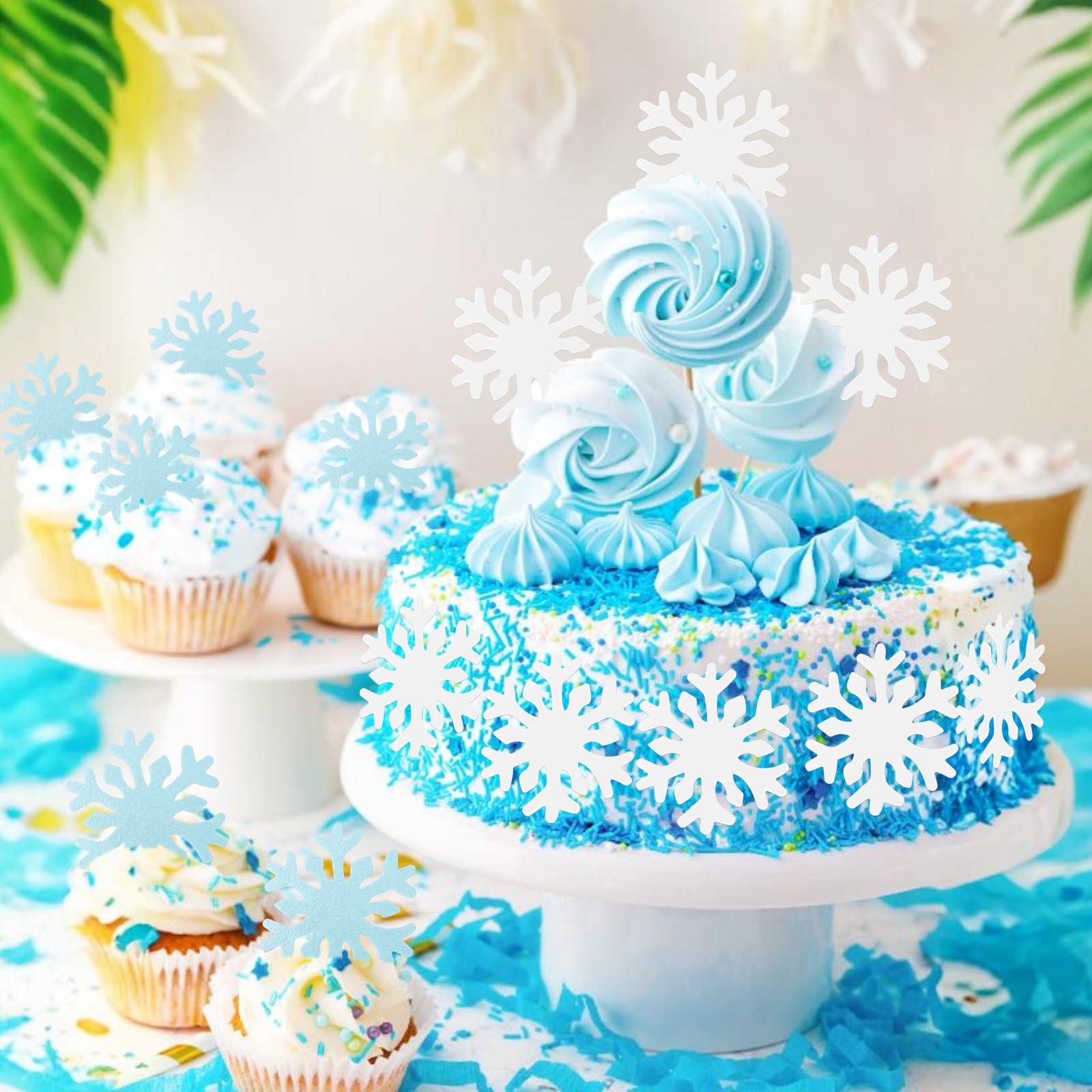 Amazon.com: Molain 50PCS Edible Snowflakes for Cake Decorating Edible ...