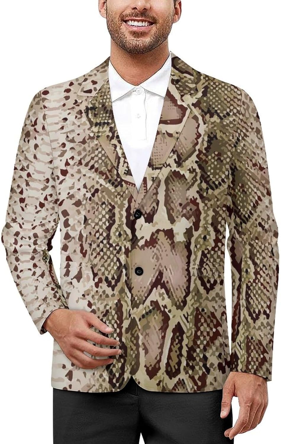 Snake Skin Python Pattern Funny Two Button Suit Jacket For Men Casual ...