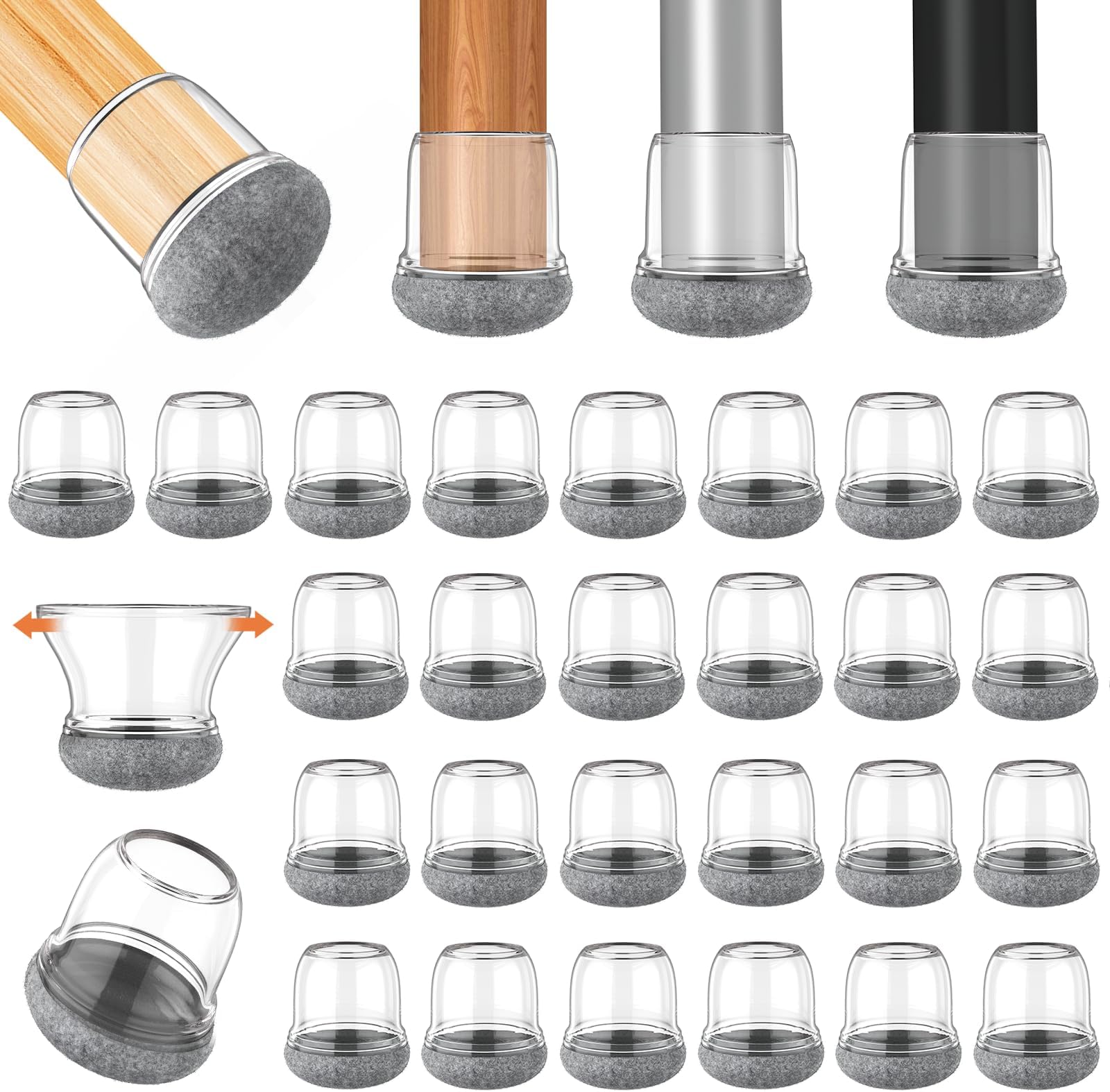 shinfly Protection Pied de Chaise, 16 pièces Patin de Chaise avec ...