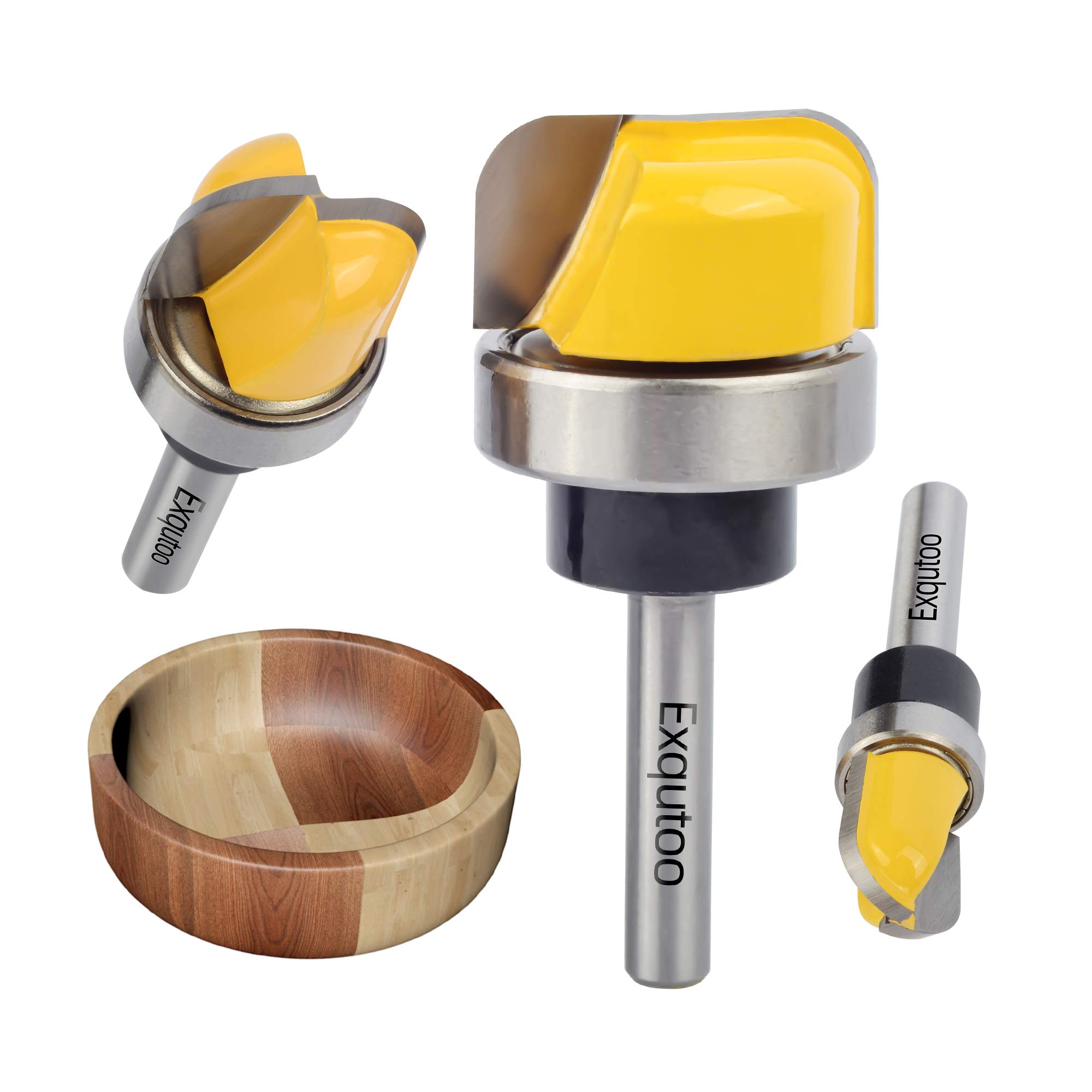Snapklik.com : Exqutoo 3Pcs 1/4" Shank Carbide Round Nose Groove Router ...