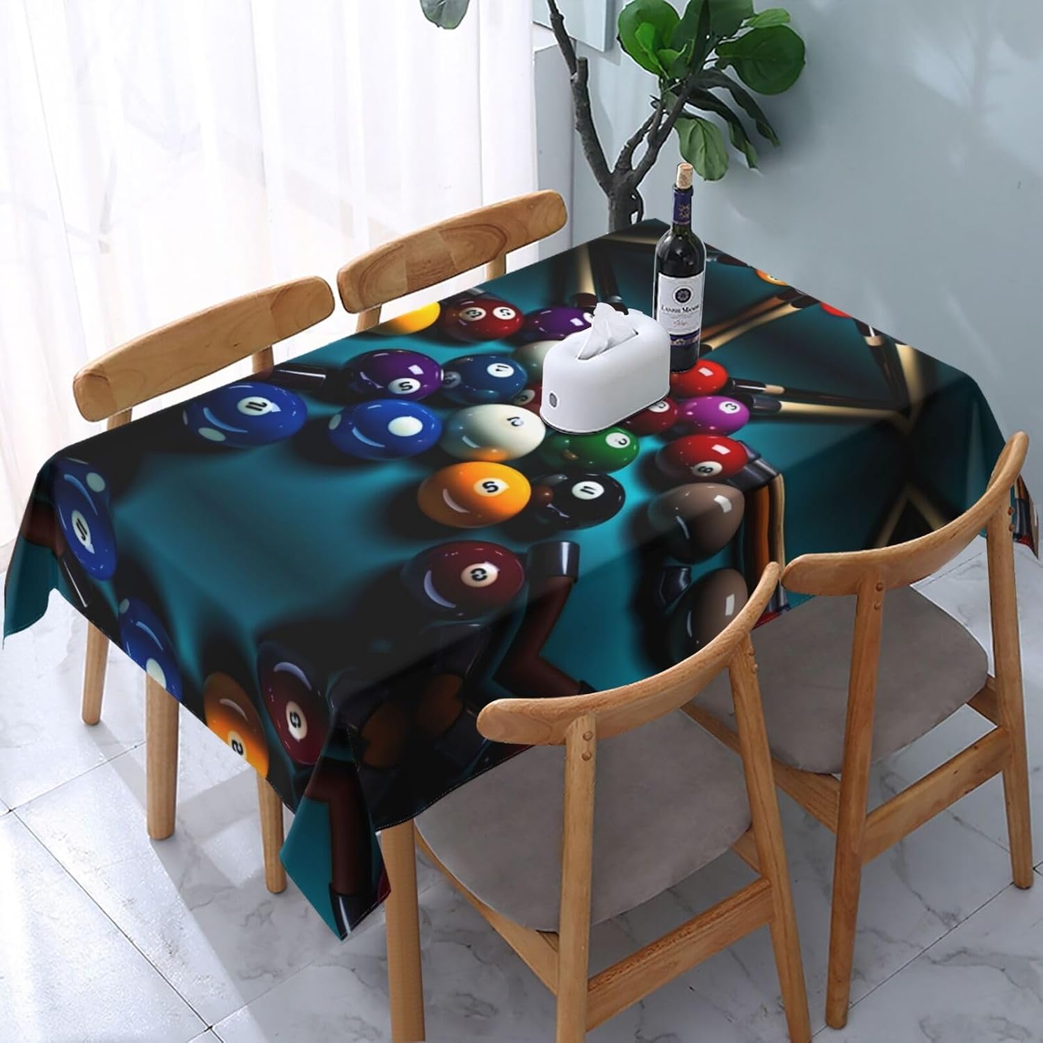 Amazon.com: KIROJA Billiard Printed Tablecloth Rectangular Wrinkle Free ...