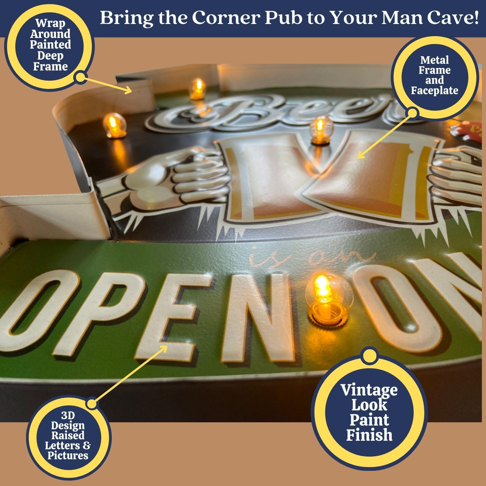 Snapklik.com : Clovers Garden Beer Sign - Light Up Metal Vintage Beer ...