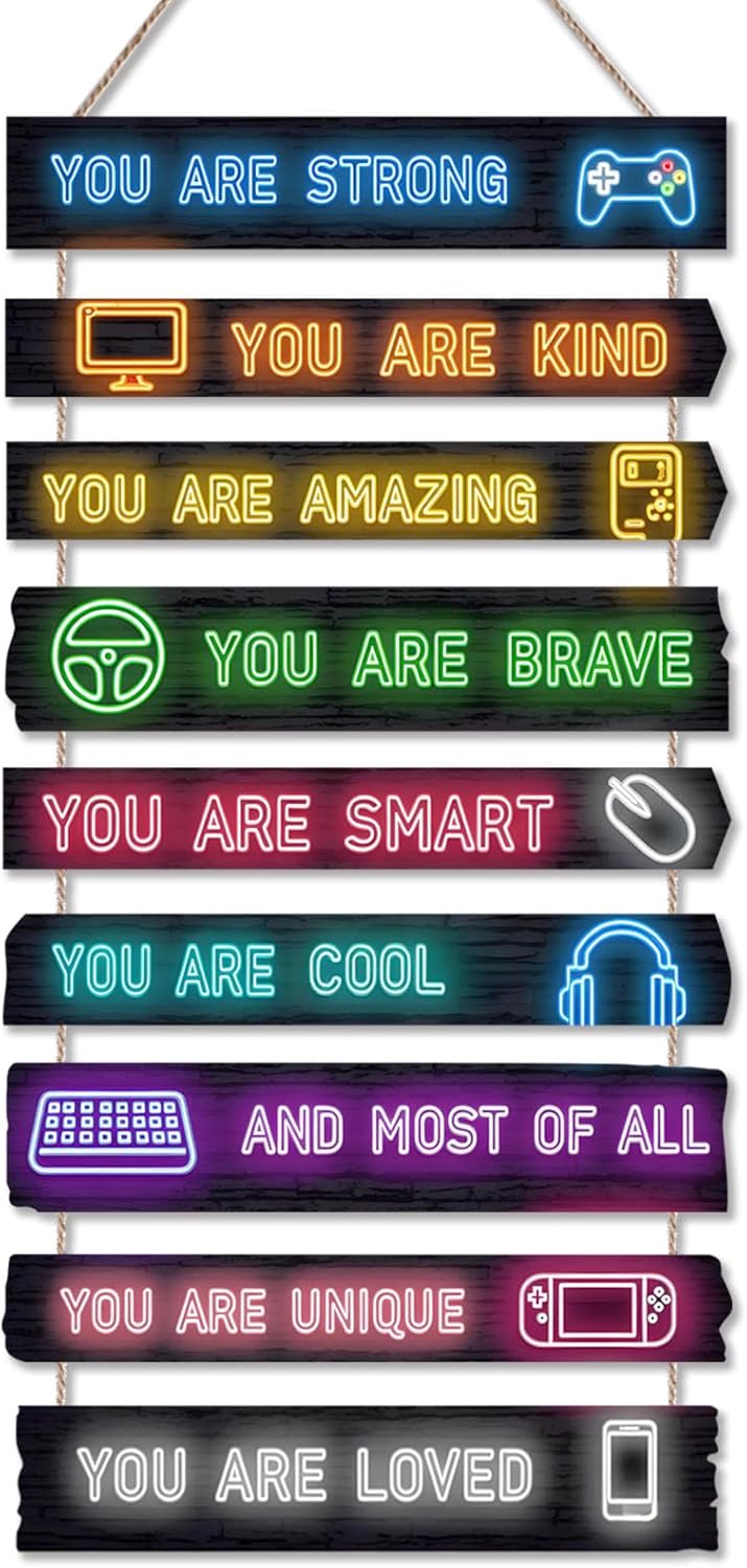 Amazon.com: Game Room Decor for Boys, 9-Piece Gaming Wall Art with ...