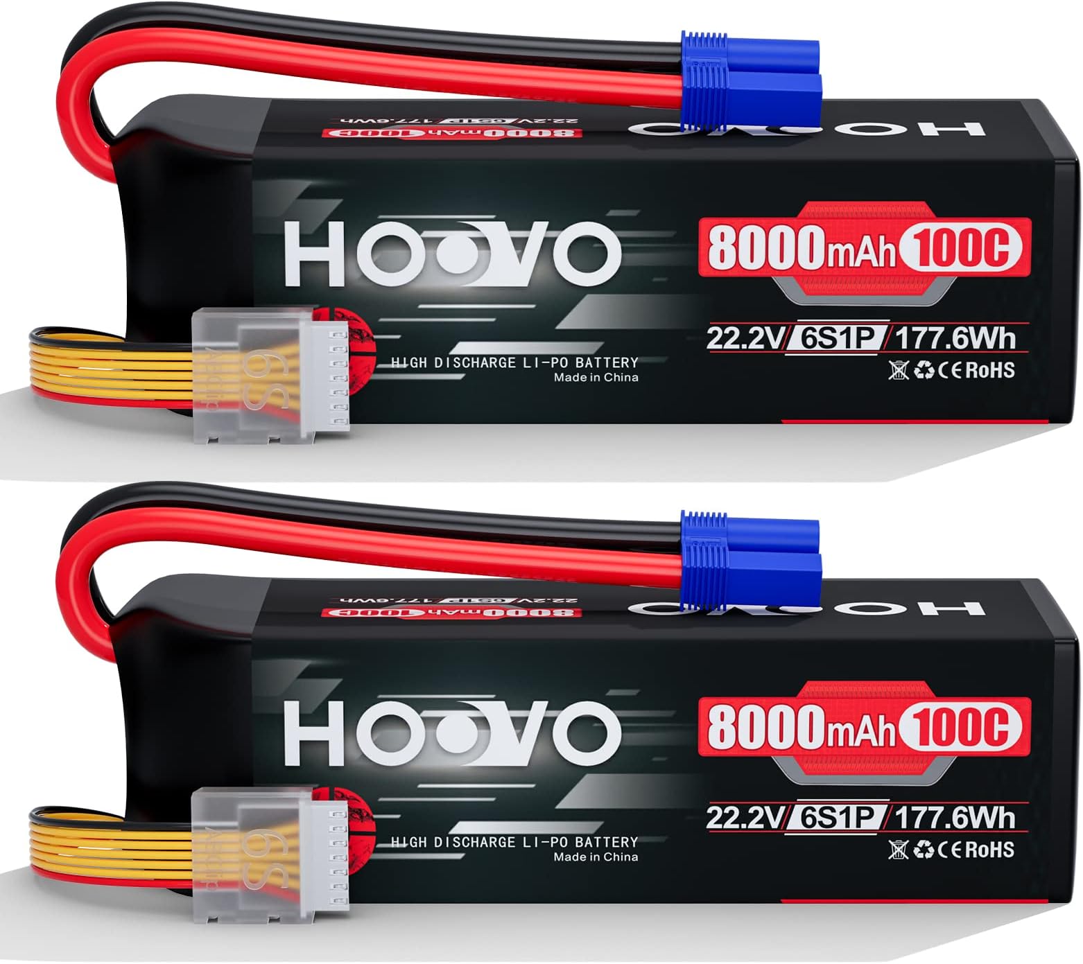 Amazon.com: HOOVO 6S 22.2V LiPo Battery 8000mAh 100C RC LiPo Batteries ...