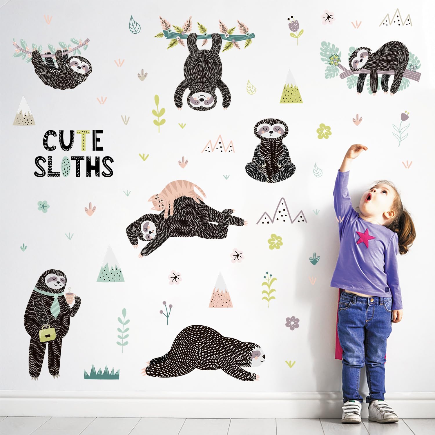 Amazon.com: MEFOSS Funny Sloth Wall Stickers DIY Cute Sloth and ...