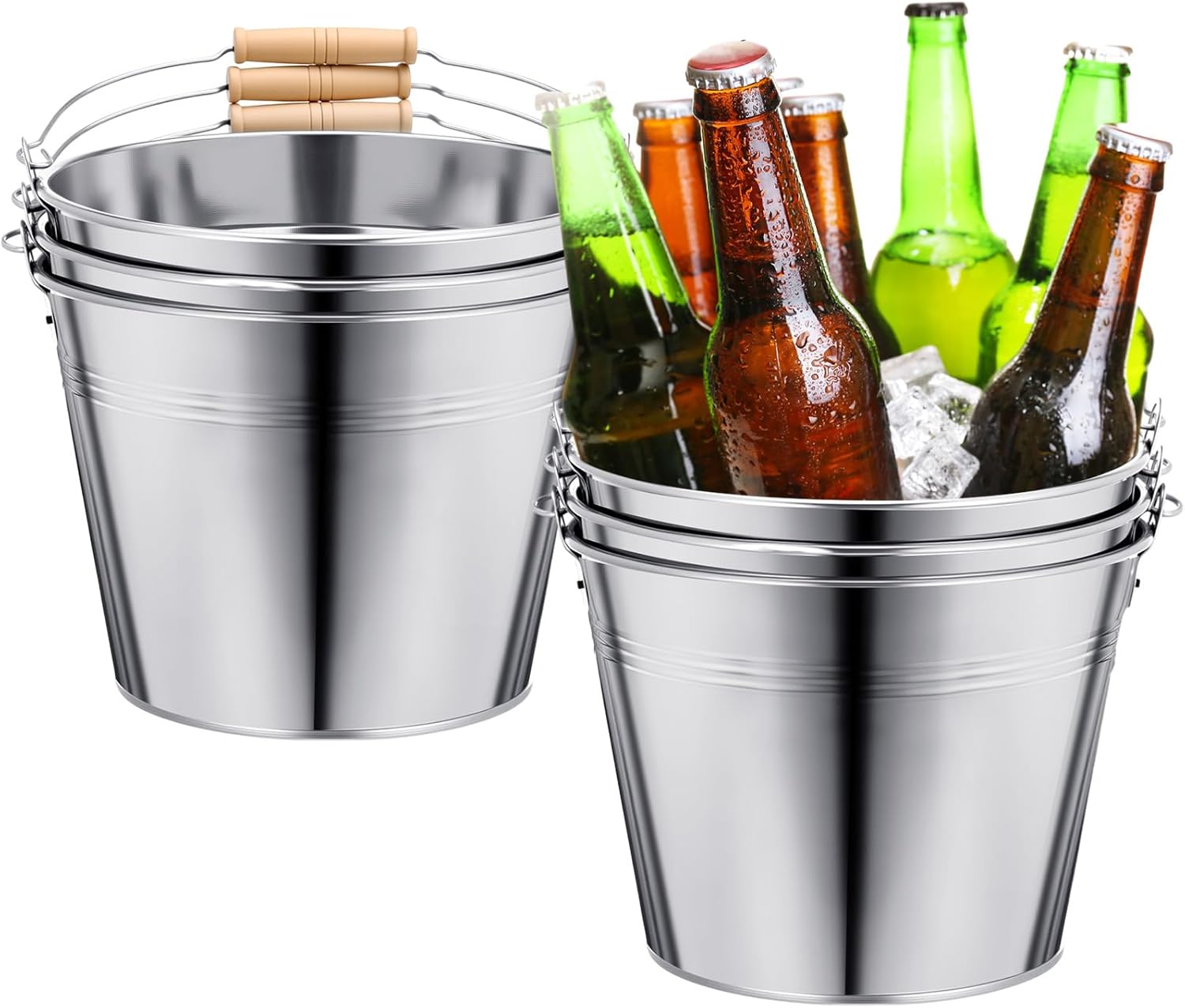 Amazon.com: Zopeal 6 Pcs Large Metal Bucket Beer Bucket Galvanized ...