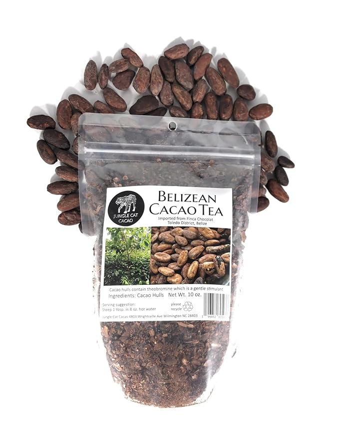 Amazon.com : Jungle Cat Cacao Belizean Cacao Tea 10oz | Cacao Superfood - Theobromine - Gentle ...