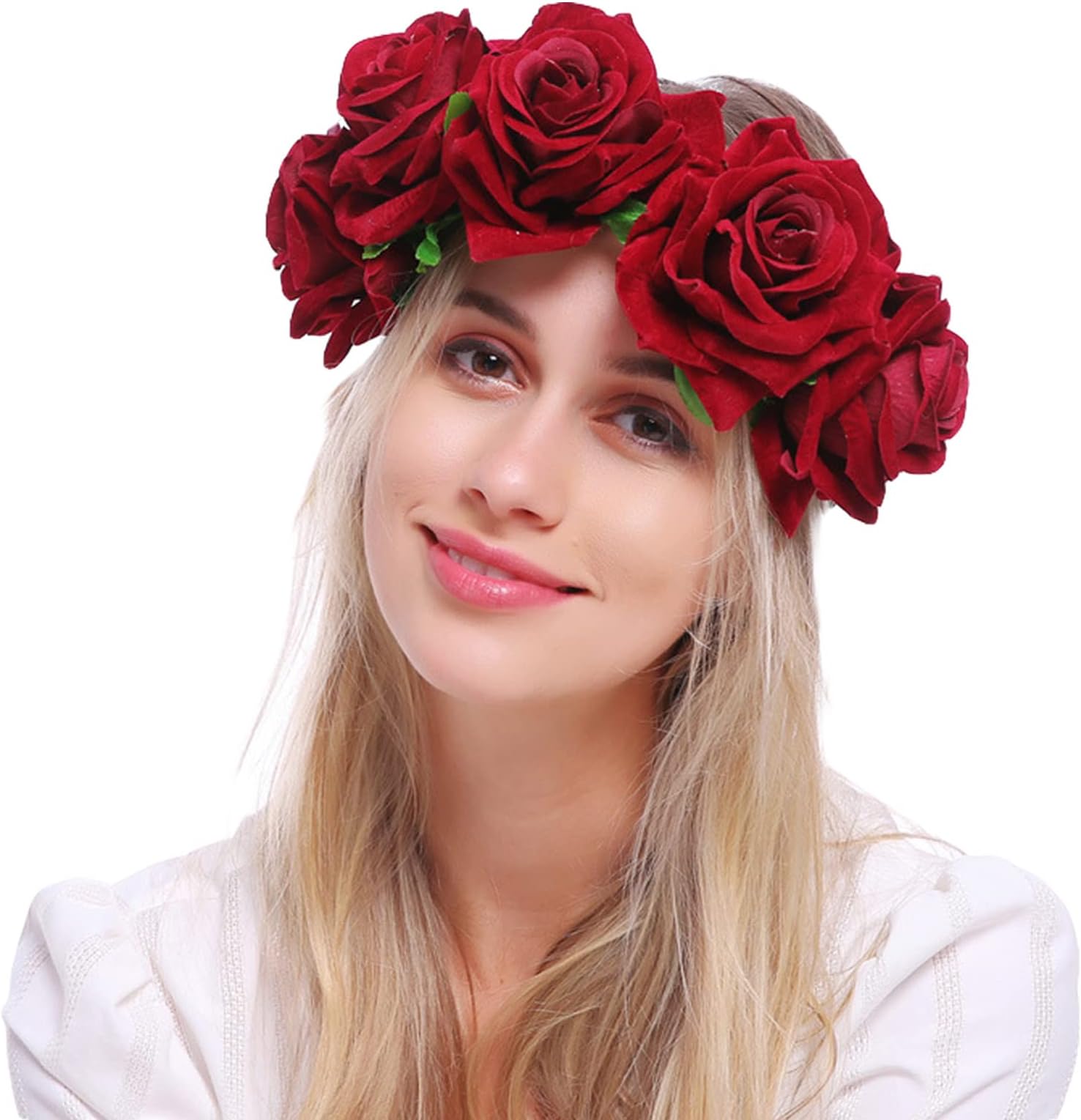 Amazon.com: DreamLily Rose Flower Crown Wedding Festival Headband Hair ...