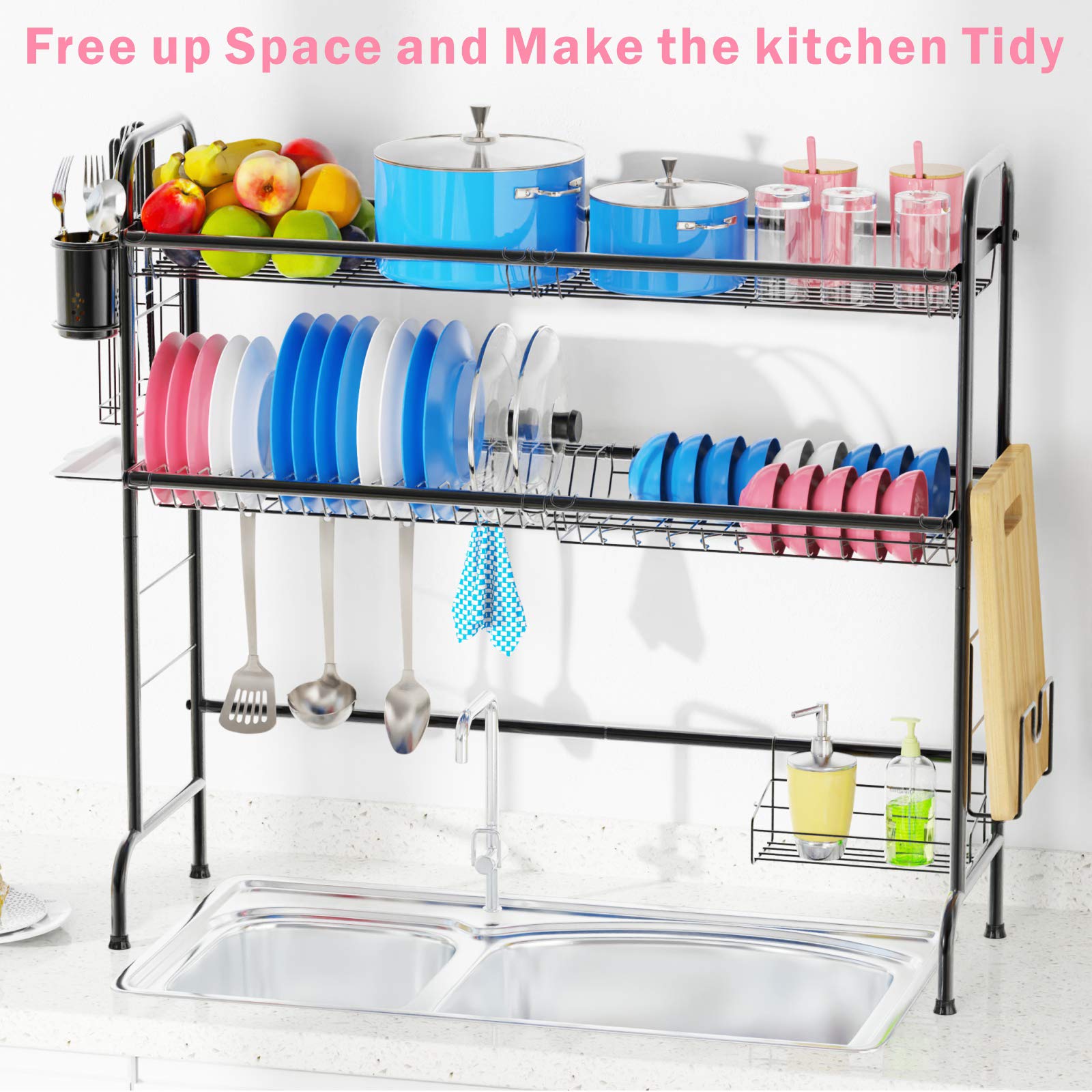 Snapklik.com : iSPECLE Over The Sink Dish Drying Rack Stainless Steel 2 ...