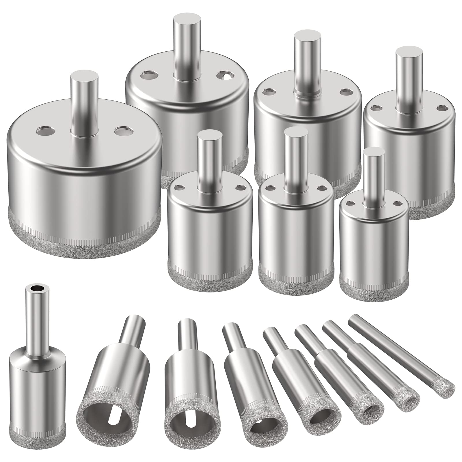 Amazon.co.jp: Shuiling ダイヤモンドホールソー コアビット 15本組 ダイヤモンド ホルソー 穴あけ セラミック/ガラス/大理石/陶器/花崗岩などに 6mm 8mm ...