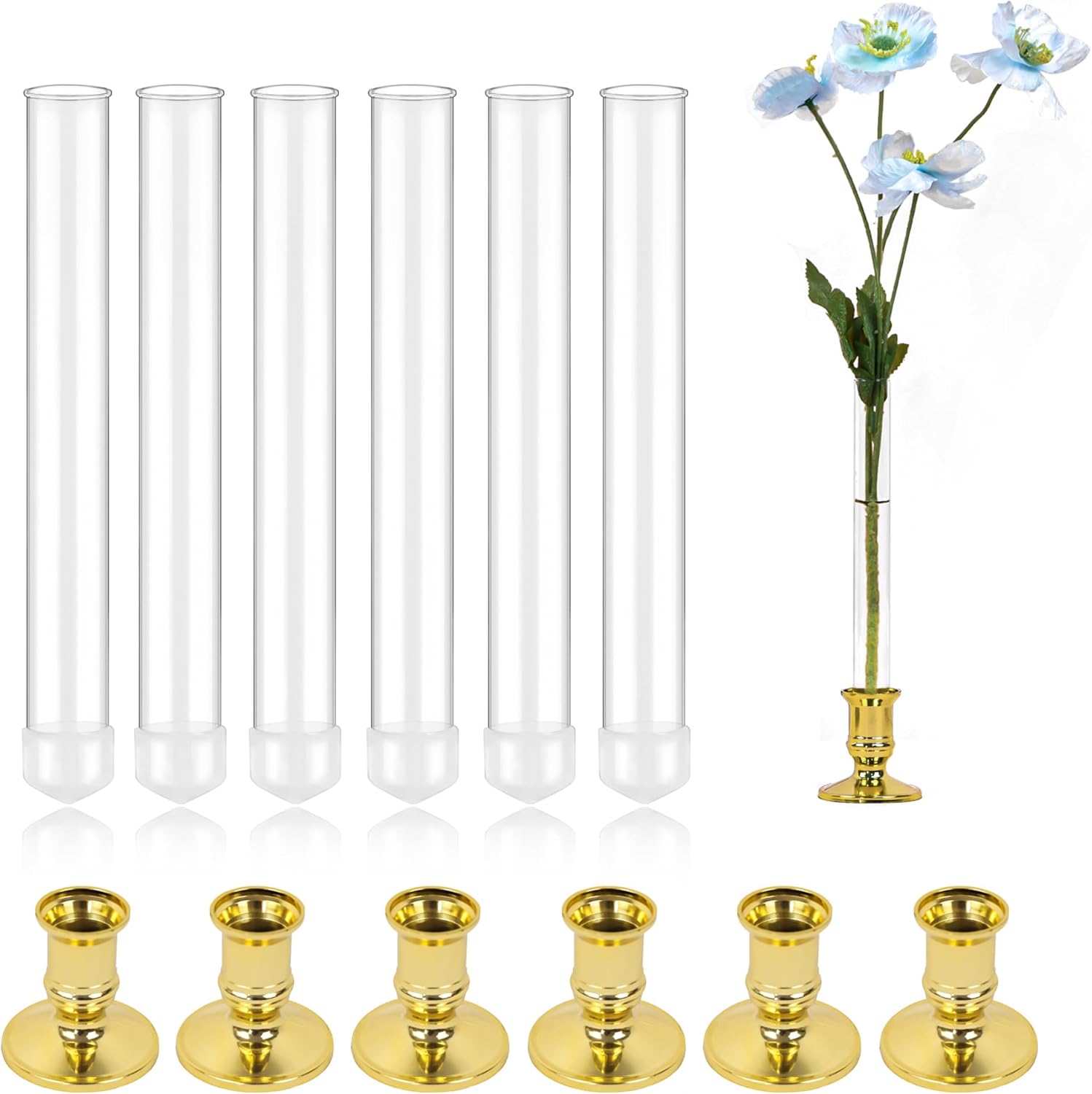Amazon.com: 6 Pack 7.9" Glass Bud Vase Taper Candle Holder's Bud Vase ...