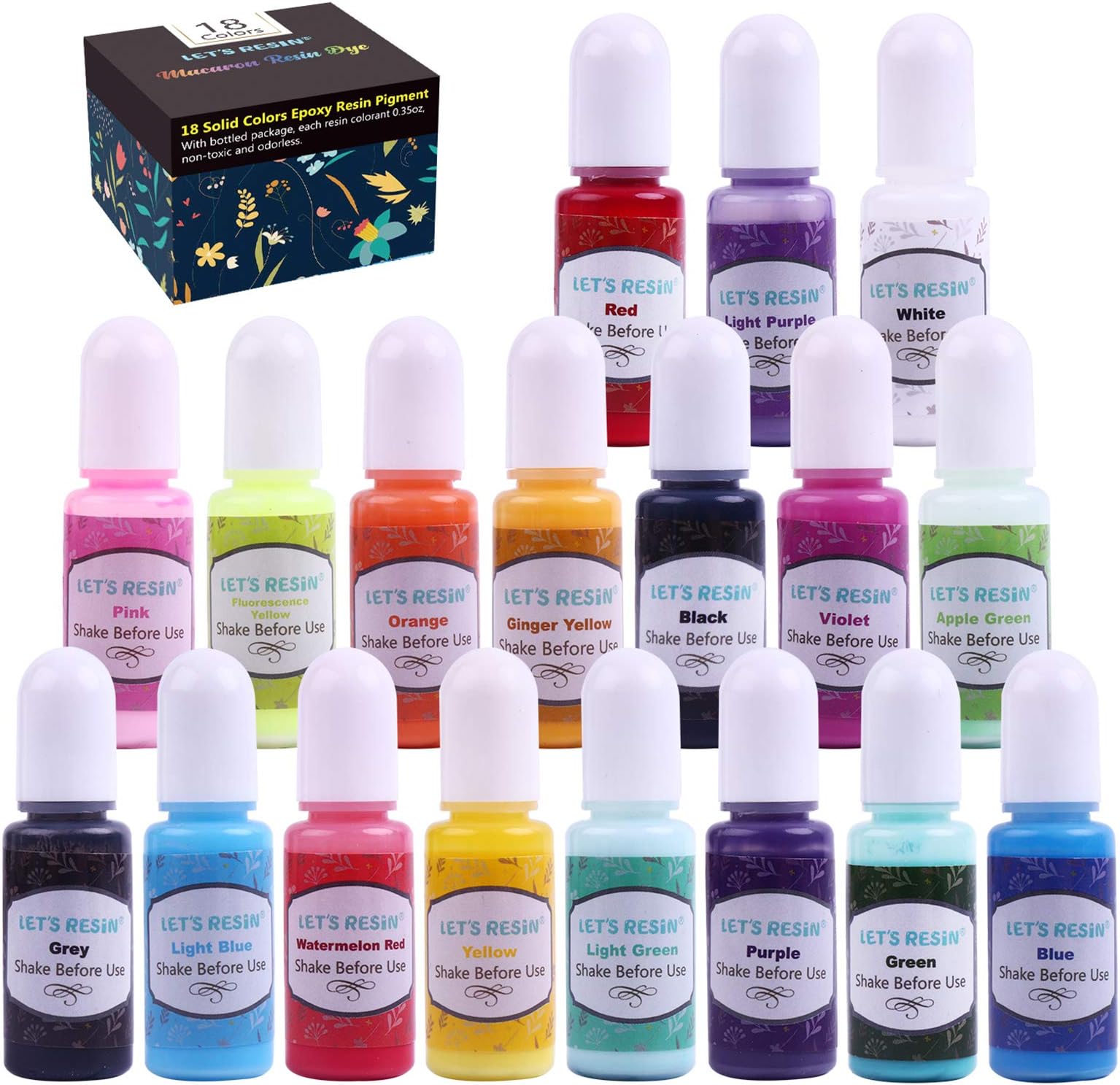Amazon.com: LET’S Resin 18 Colors Epoxy Pigment, Opaque Liquid Resin ...