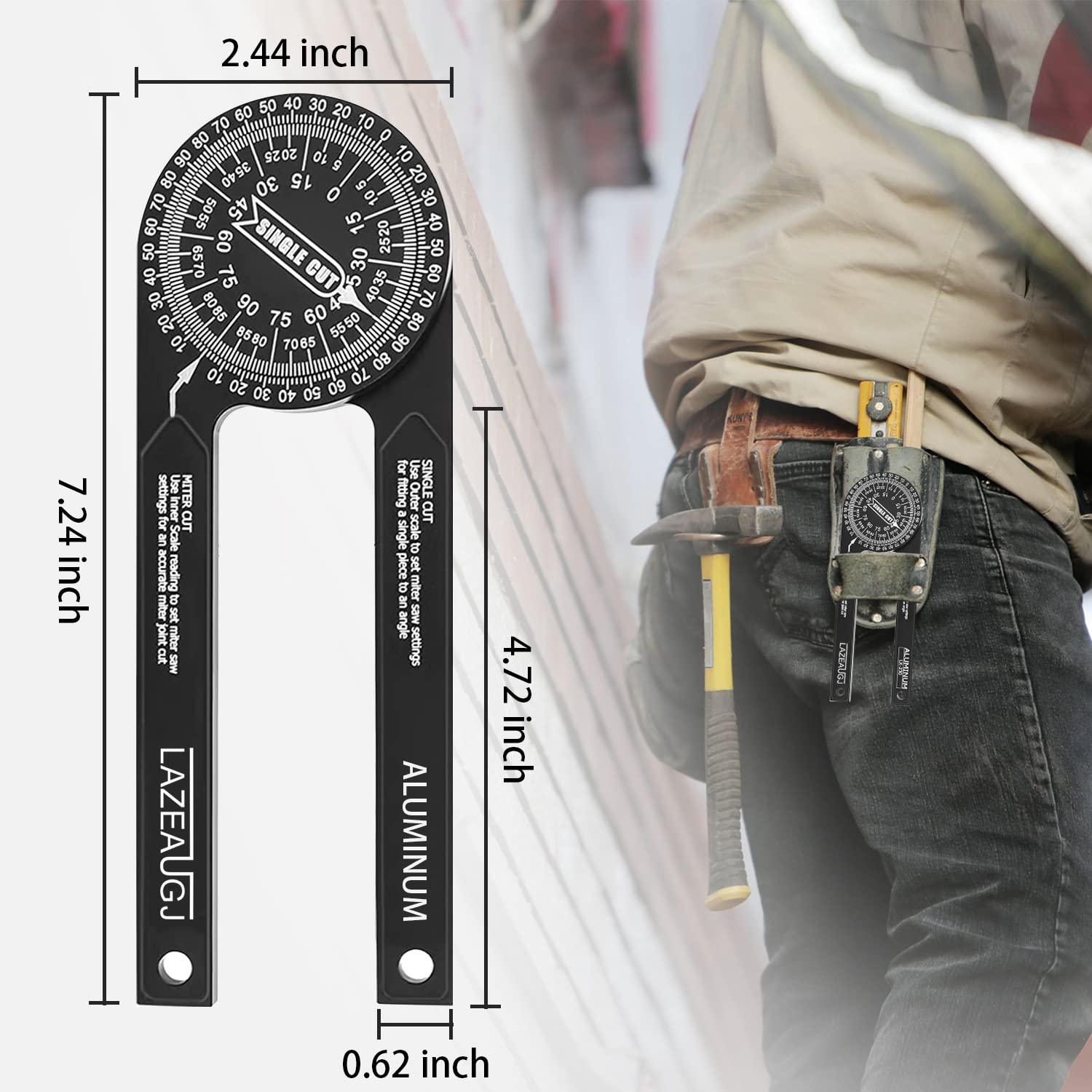 Snapklik.com : LAZEAUGJ Miter Saw Protractor, 7"Aluminum Precision ...