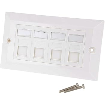 Quad CAT6 Data Wall Outlet Face Plate - 4 Port RJ45 Ethernet Network ...