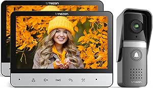 Tmezon Wired Video Intercom System, 7 Inch Ring Video Doorbell with ...