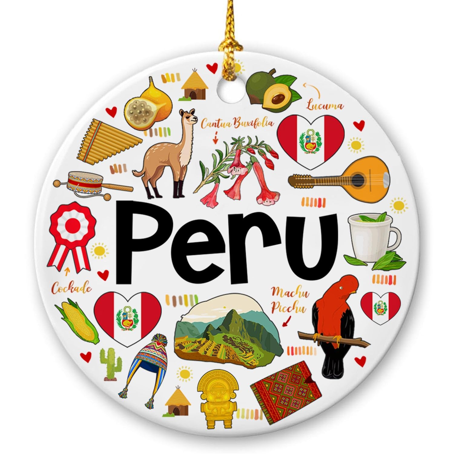 Amazon.com: Lotacy Peru Symbols Colorful Christmas Ornament, Peru Home ...