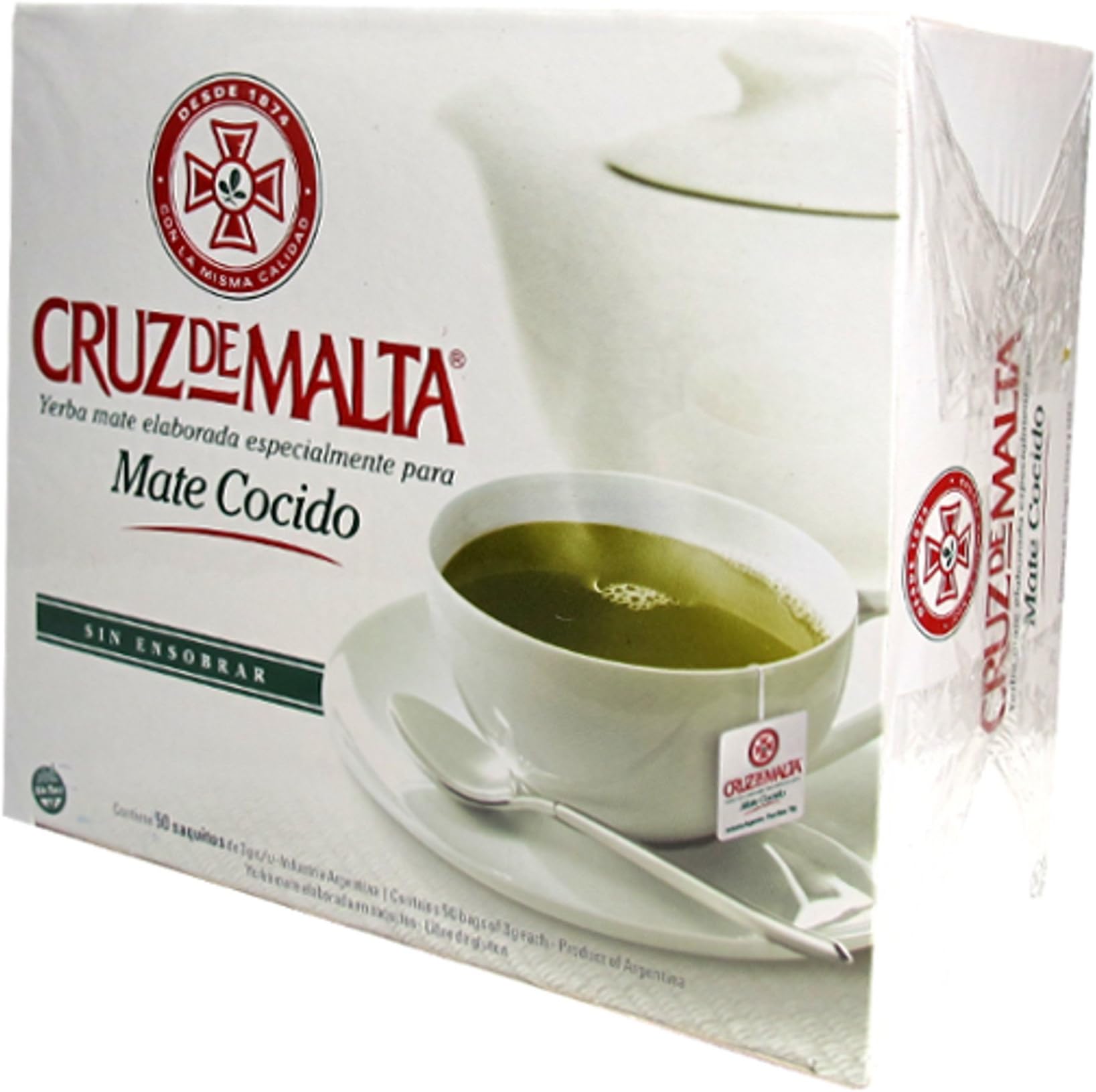 Amazon.com : Yerba Mate Cruz de Malta - Mate Cocido - 50 tea bags ...