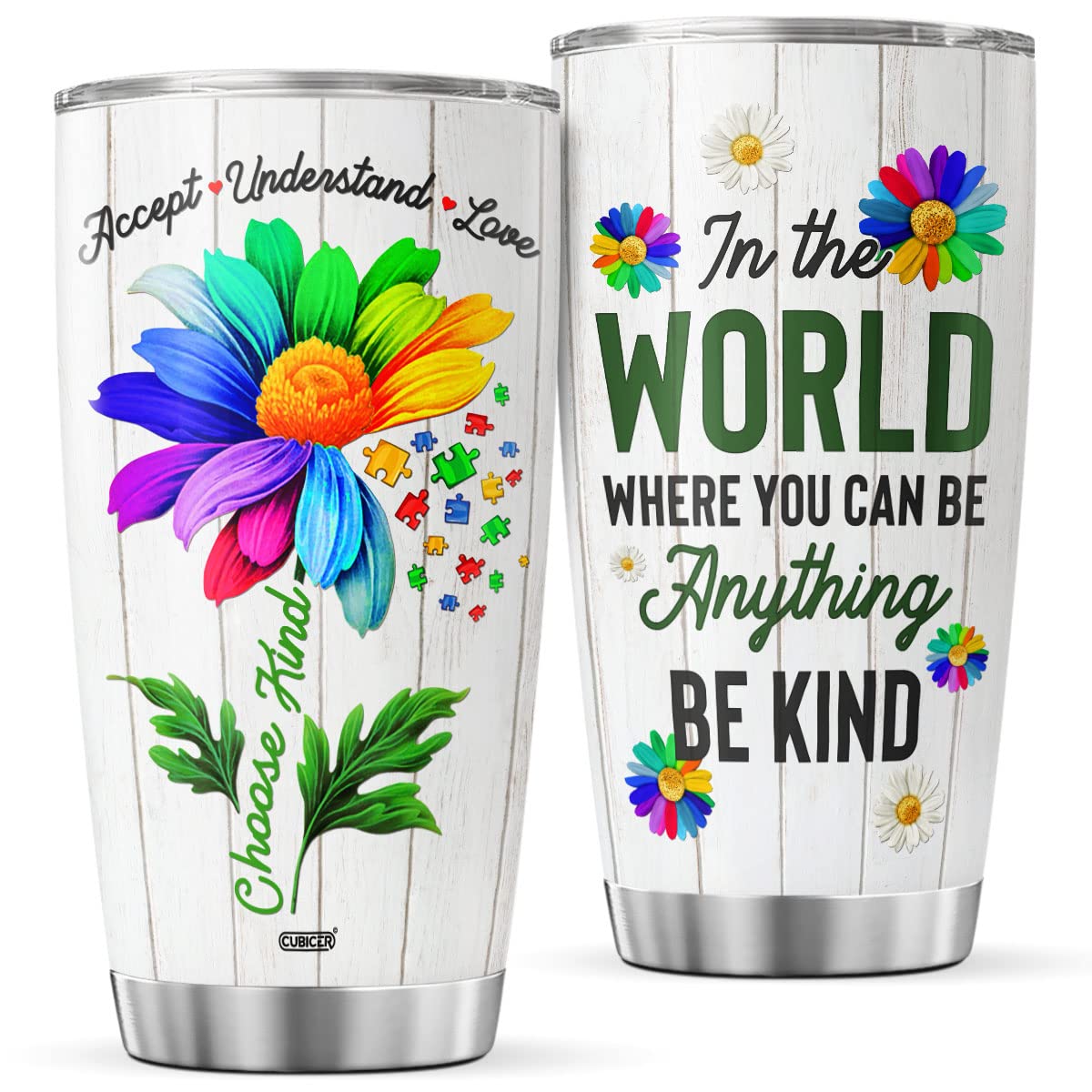 Amazon.com | CUBICER Autism Awareness Coffee Tumbler Autism Puzzle ...