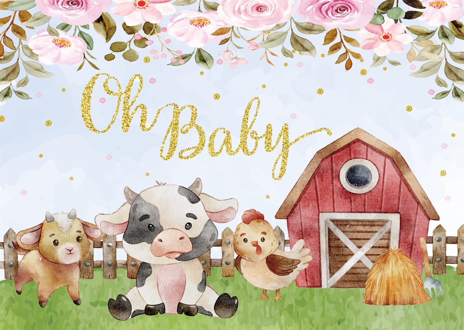 Barnyard Baby Shower Clip Art Farm Animals Clipart, Cow, Pig, Dog,