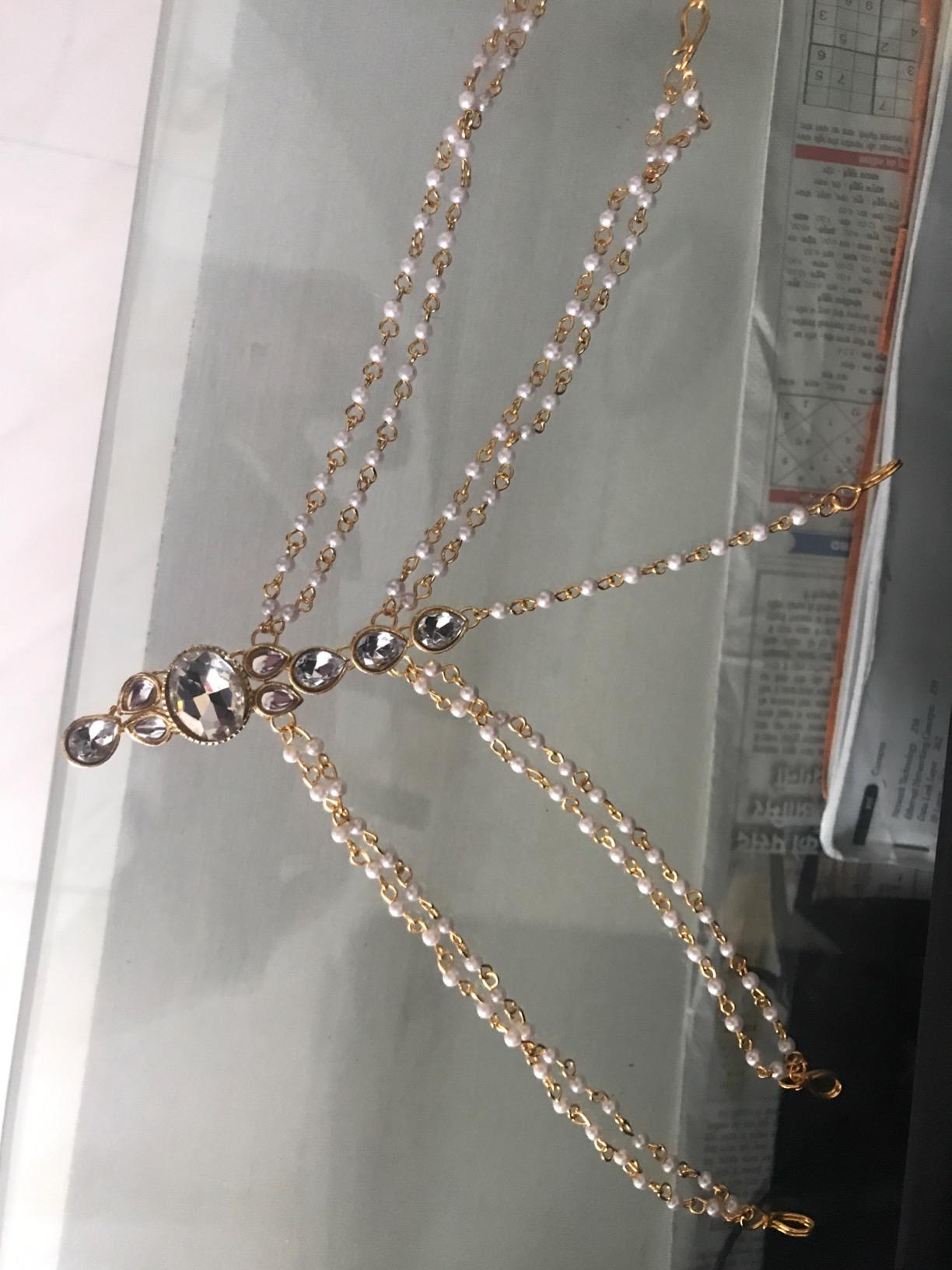 I Jewels Traditional Pearl & Stone Mathapatti Maang Tikka for Women ...