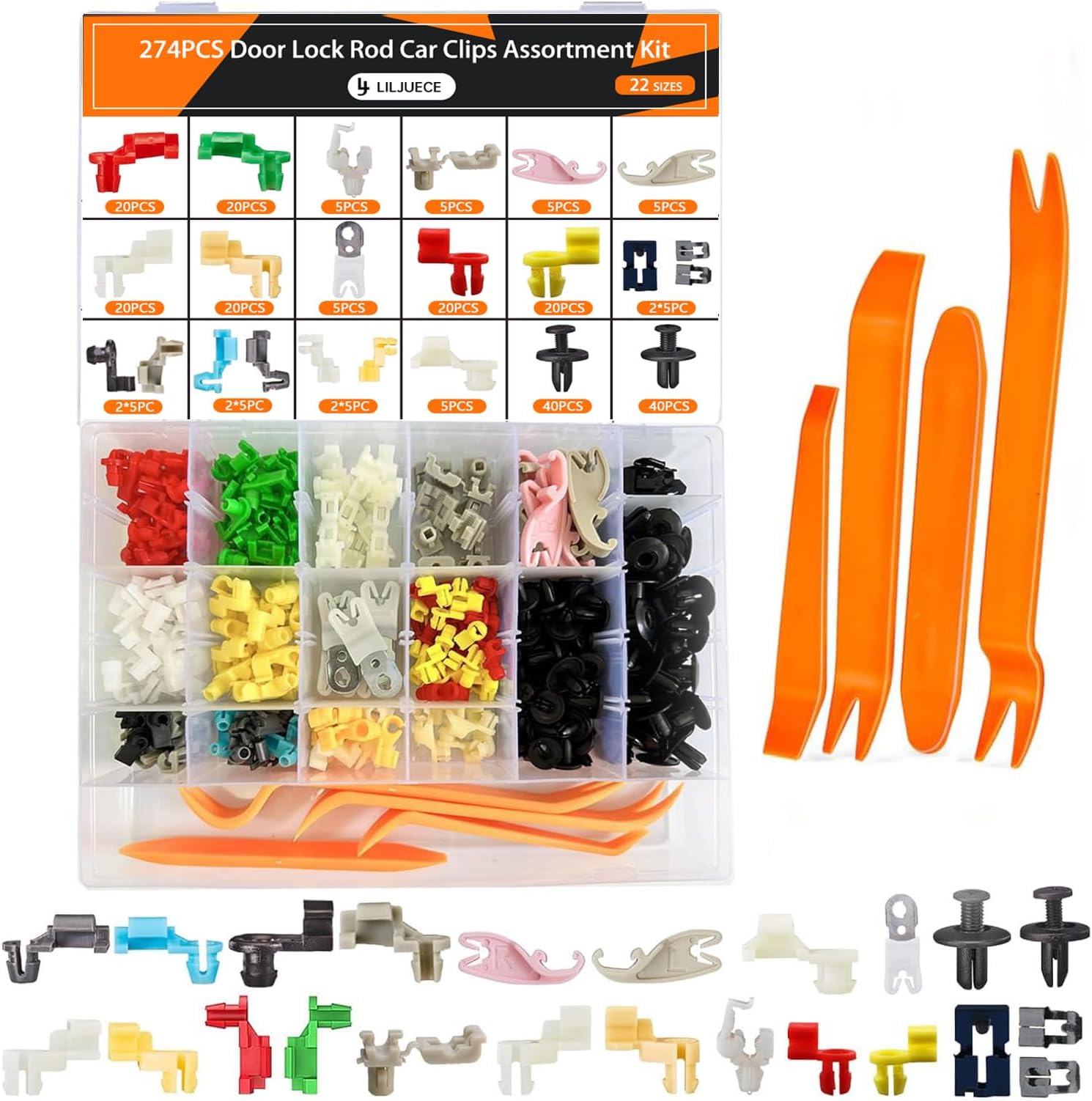 Amazon.com: LILJUECE 274Pcs Door Lock Rod Clips Assortment Kit, 22 ...
