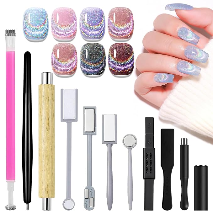 Amazon.com: DANNEASY 11pcs Cat Eye Nail Magnet Tool Set, Strong Nail ...
