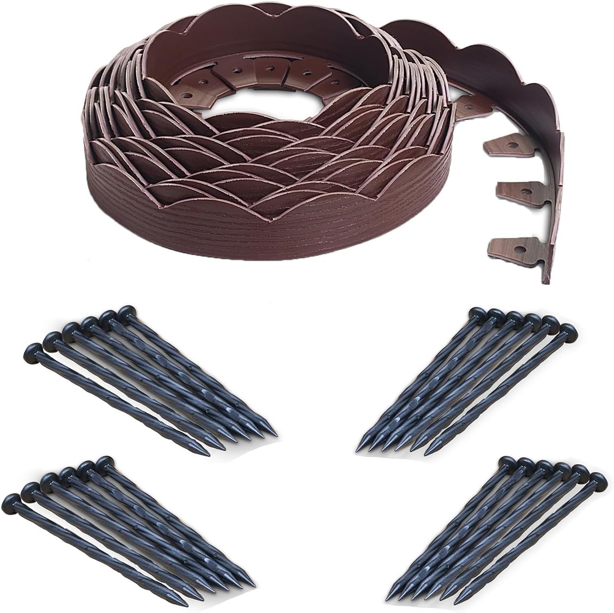 Amazon.com : EasyFlex Scallop No-Dig Edging with Extra Anchoring Spikes - 40' Kit, Red, 3210RDE ...