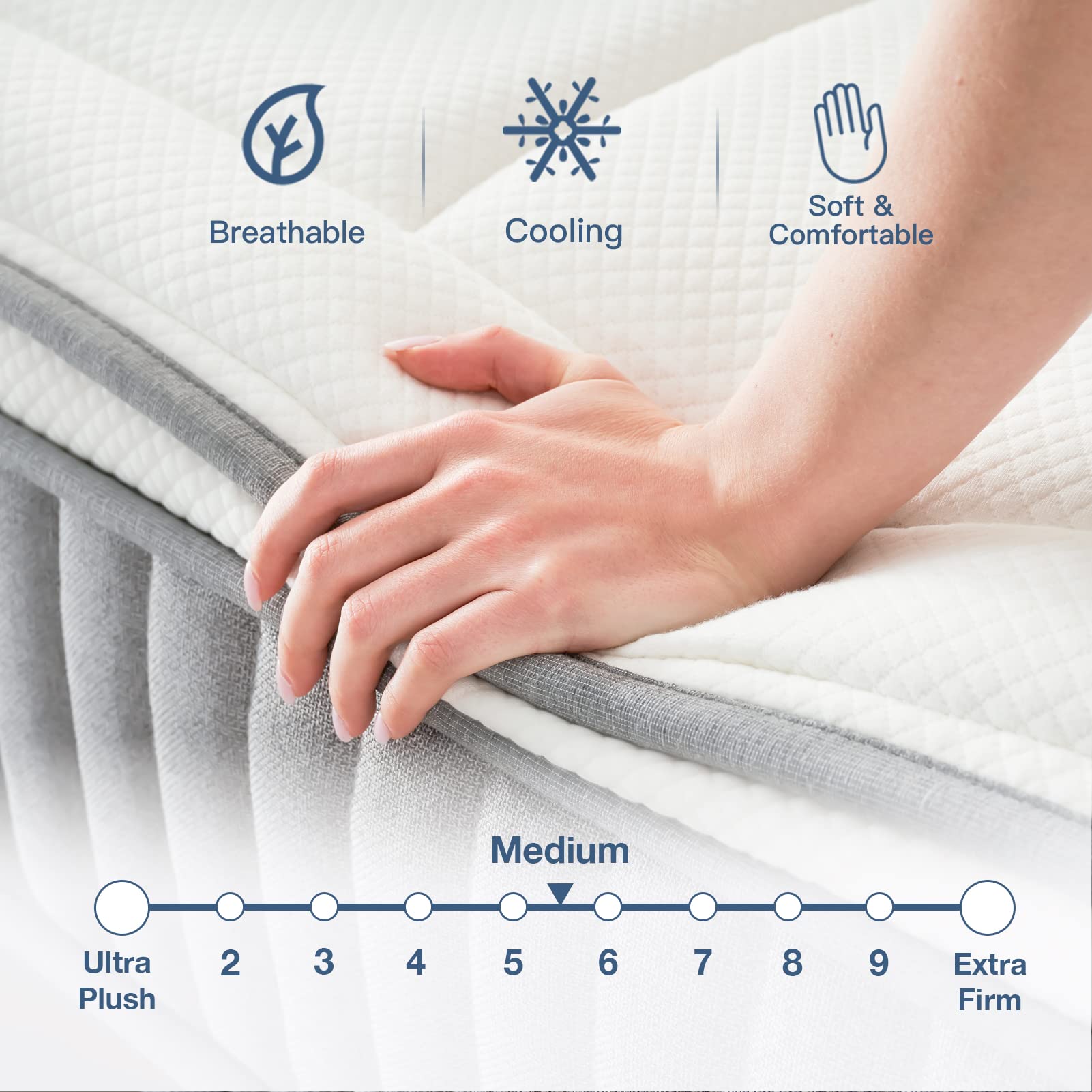 California King Mattress, DIGLANT 12 Inch Euro Top Hybrid Mattress, Gel ...
